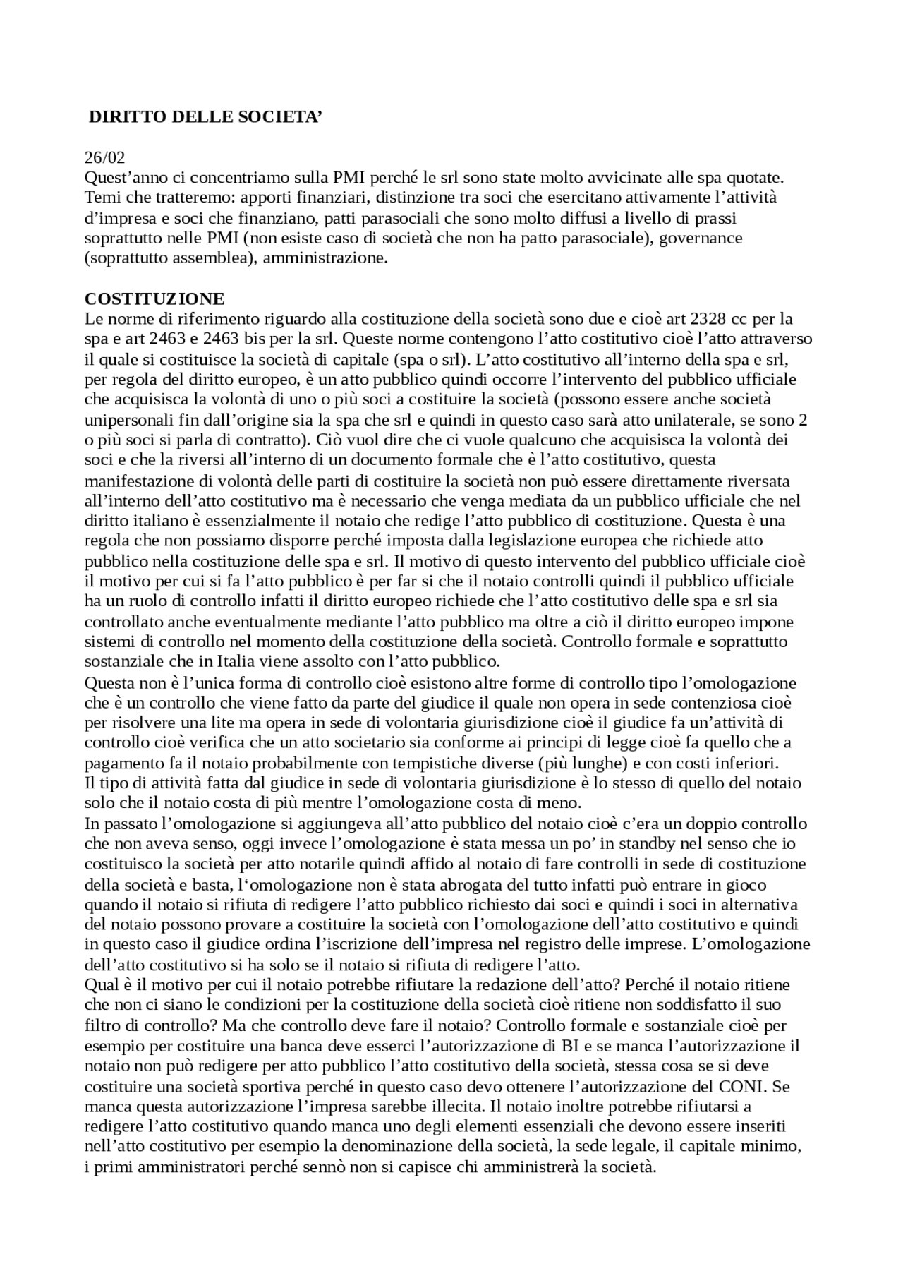 Appunti Diritto Delle Società Docsity