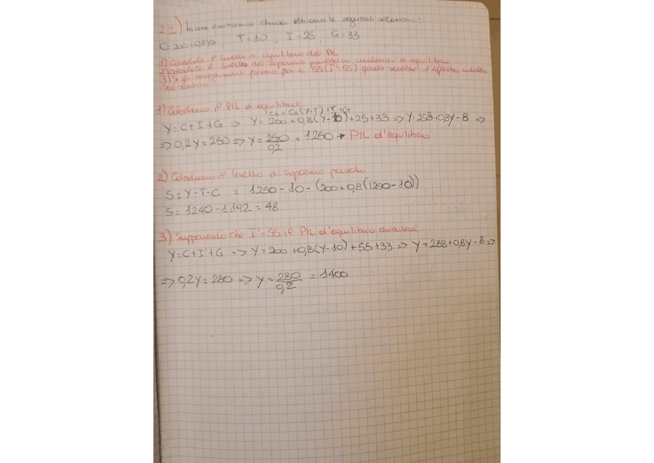 Esercizi Macroeconomia Docsity