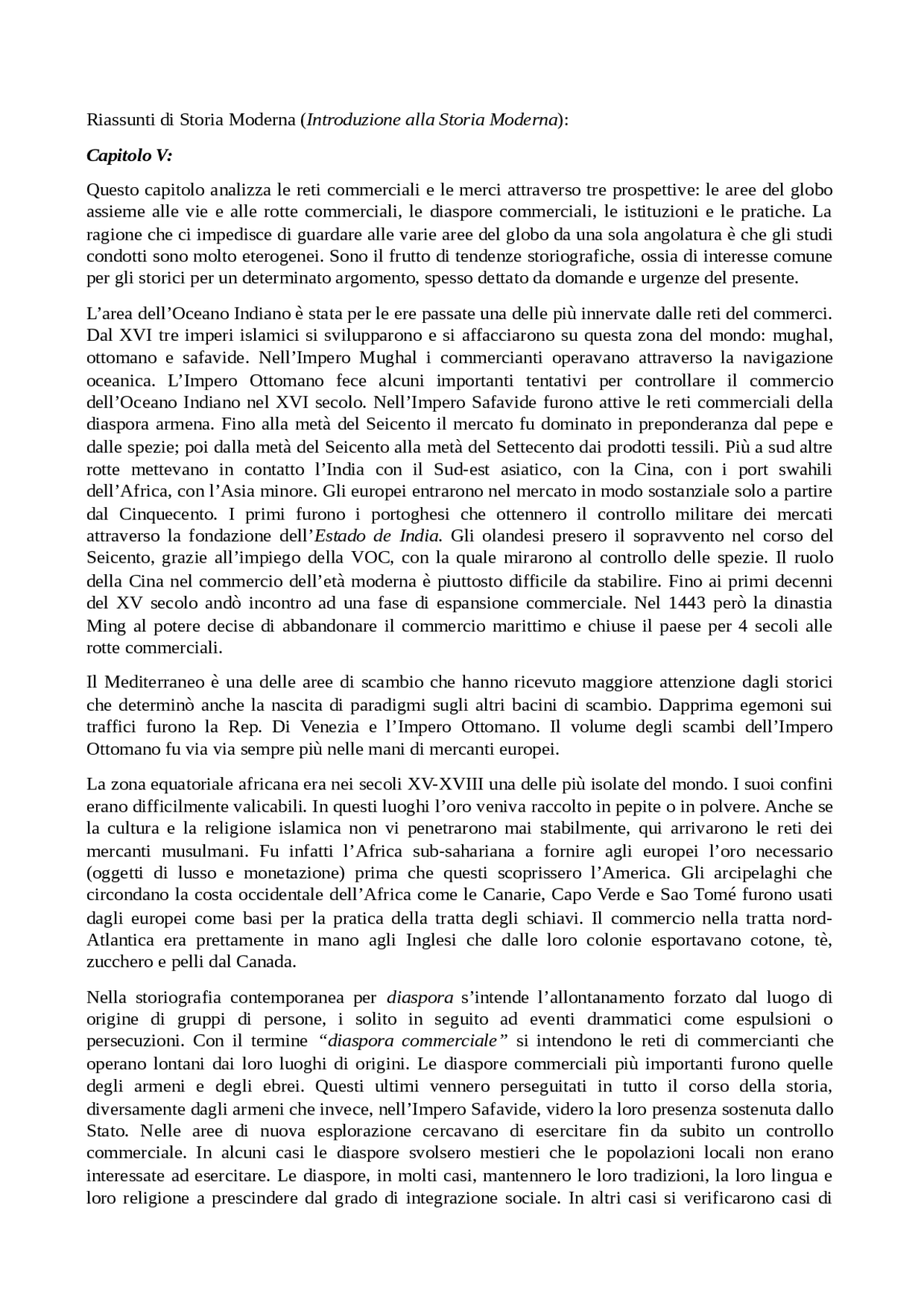 Introduzione Alla Storia Moderna Docsity