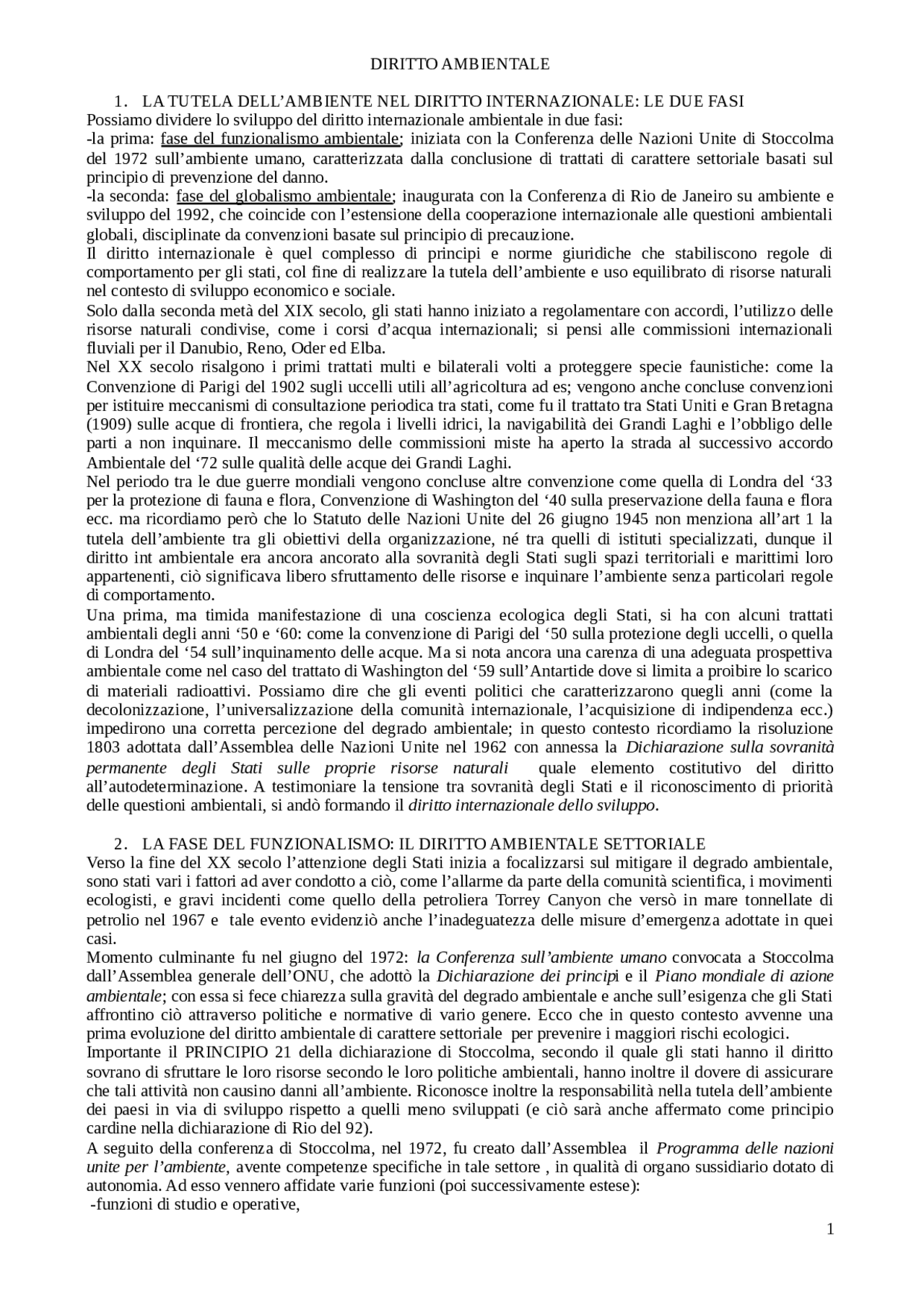 Diritto Ambientale Parte Dellesame Di Diritto Internazionale Con S