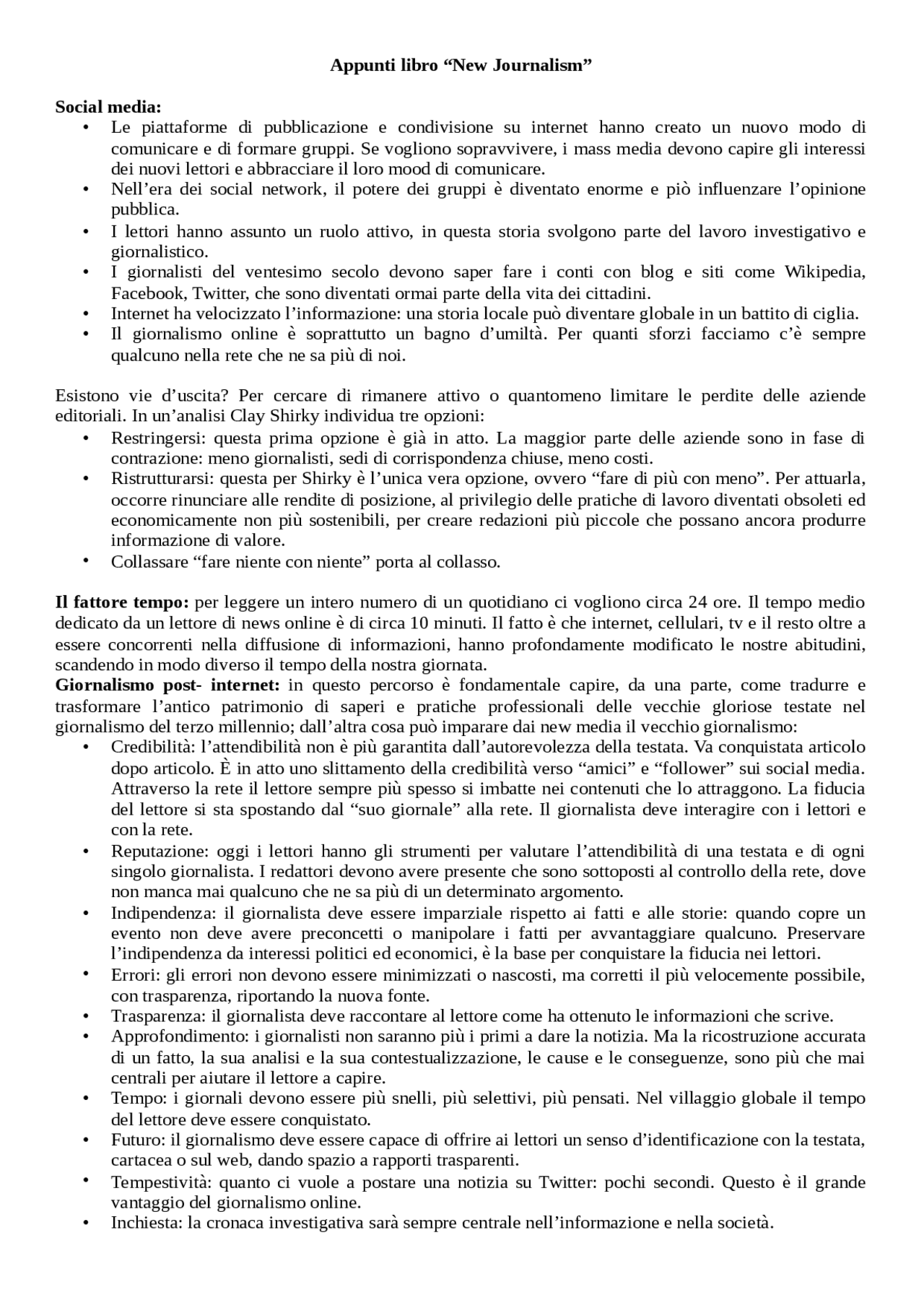 Riassunto Libro New Journalism Docsity