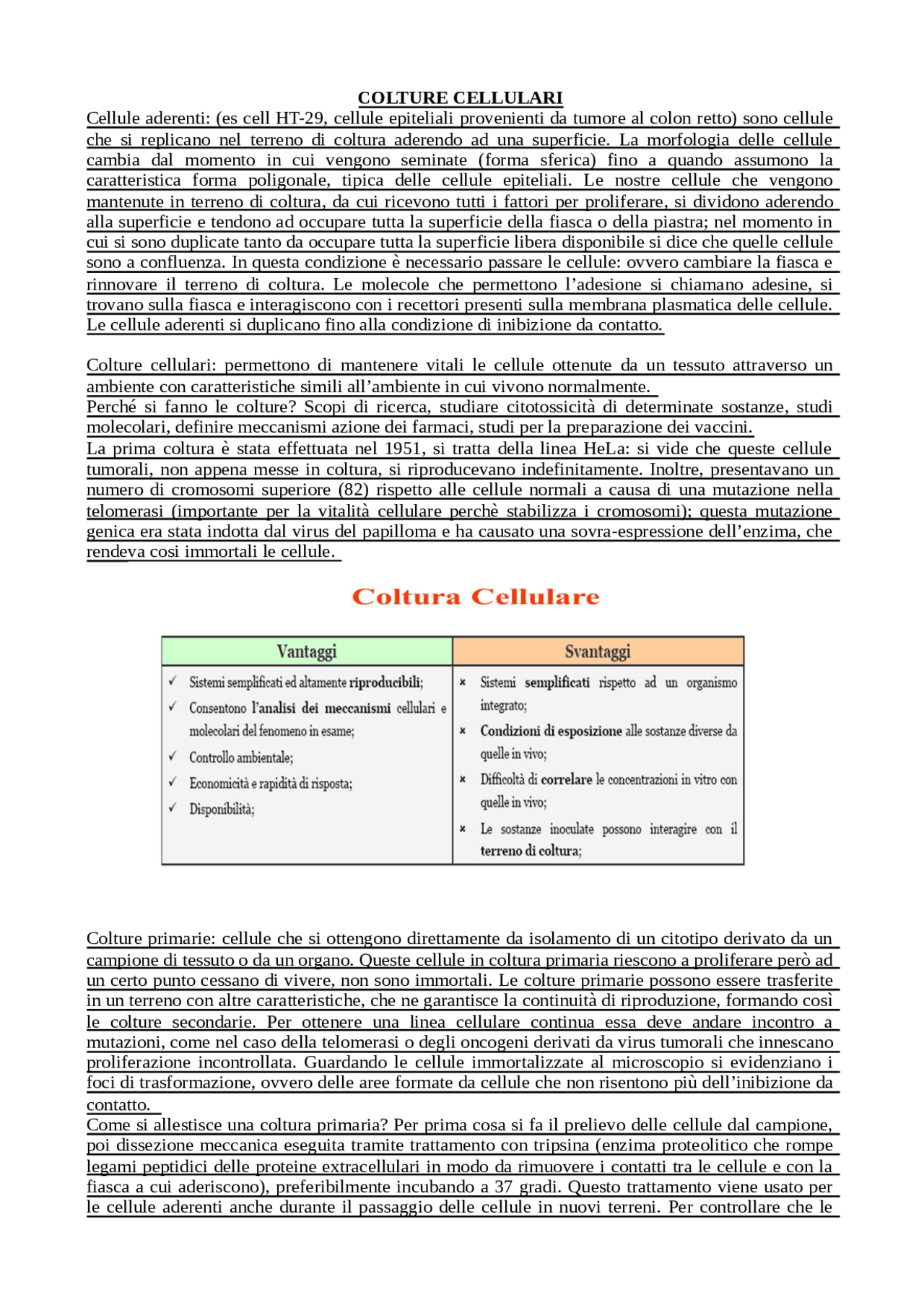 Appunti Biologia Cellulare Colture Cellulari E Cellule Staminali Docsity
