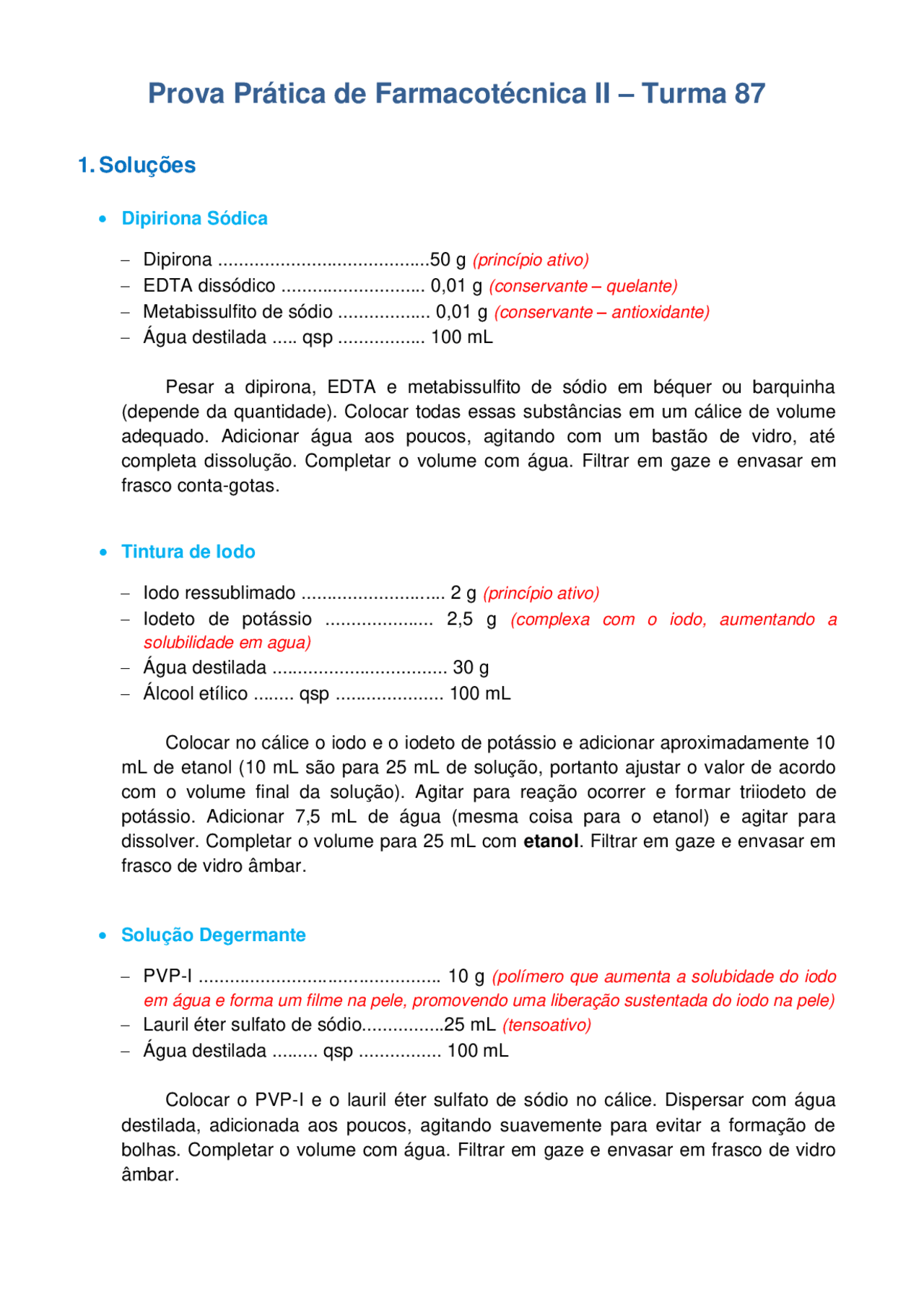 Resumo Pratica Farmacotécnica Docsity