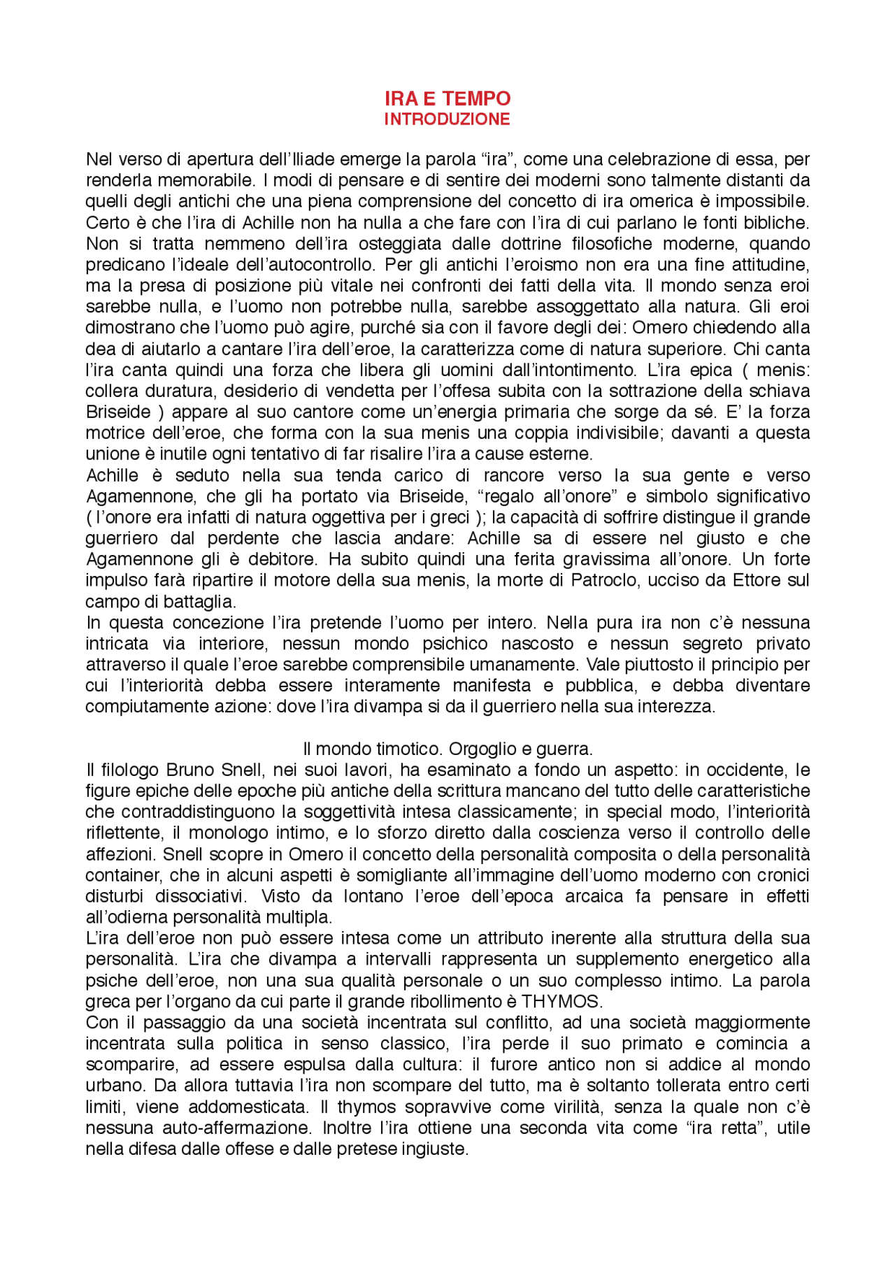 Ira E Tempo Sloterdijk Riassunto Integrale Docsity