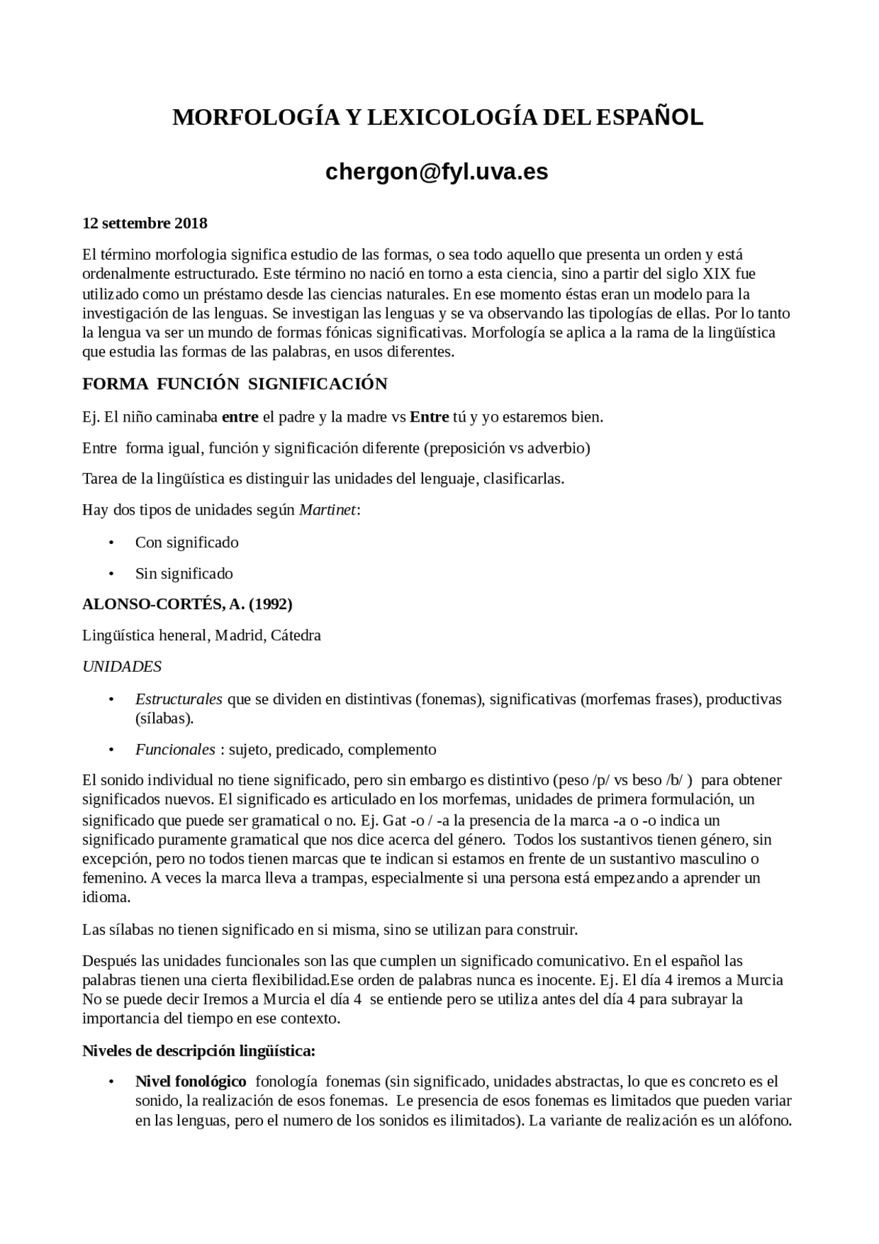 Morfología y lexicología del español - Docsity