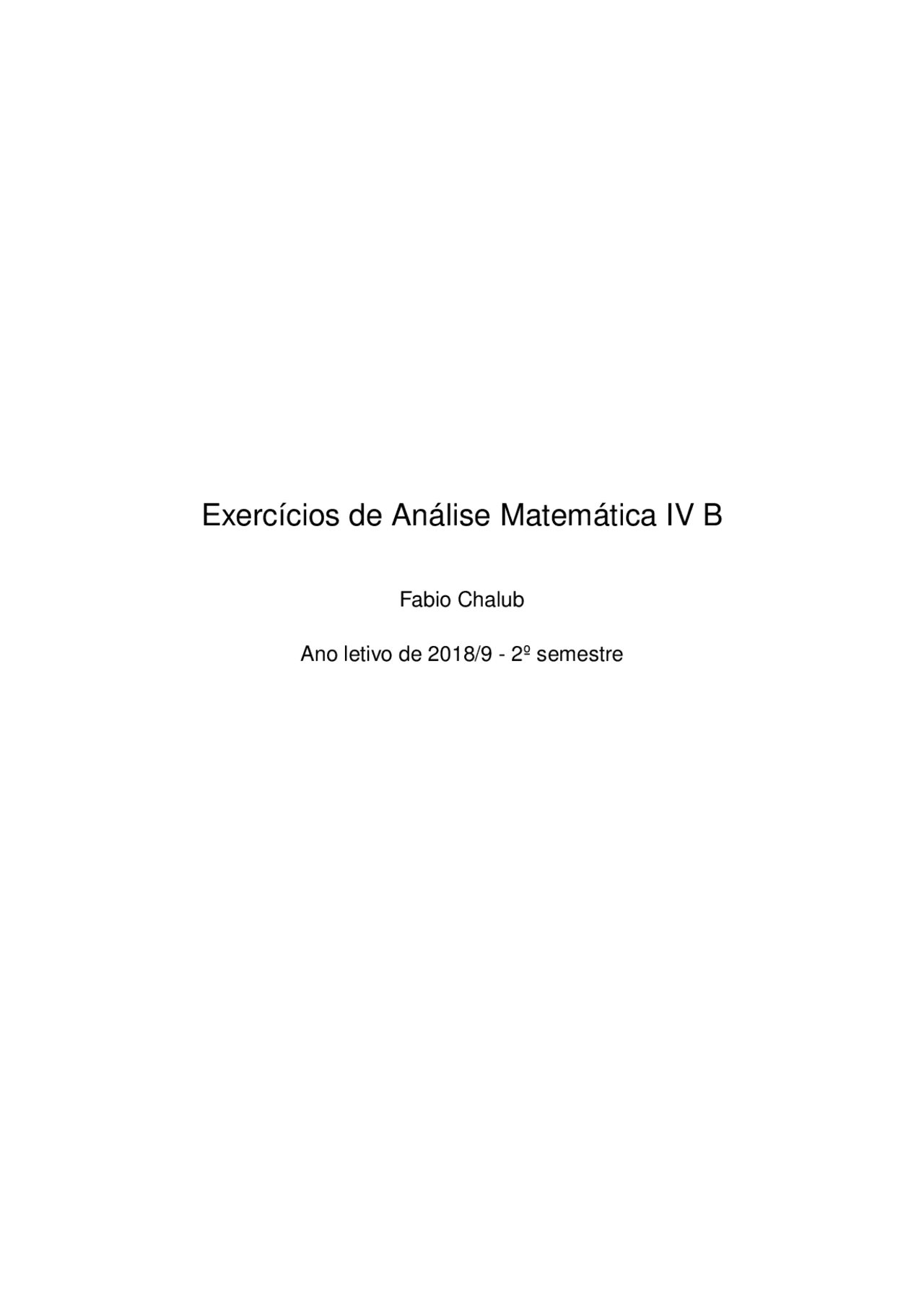 Exercicios De Analise Matematica 4b Docsity