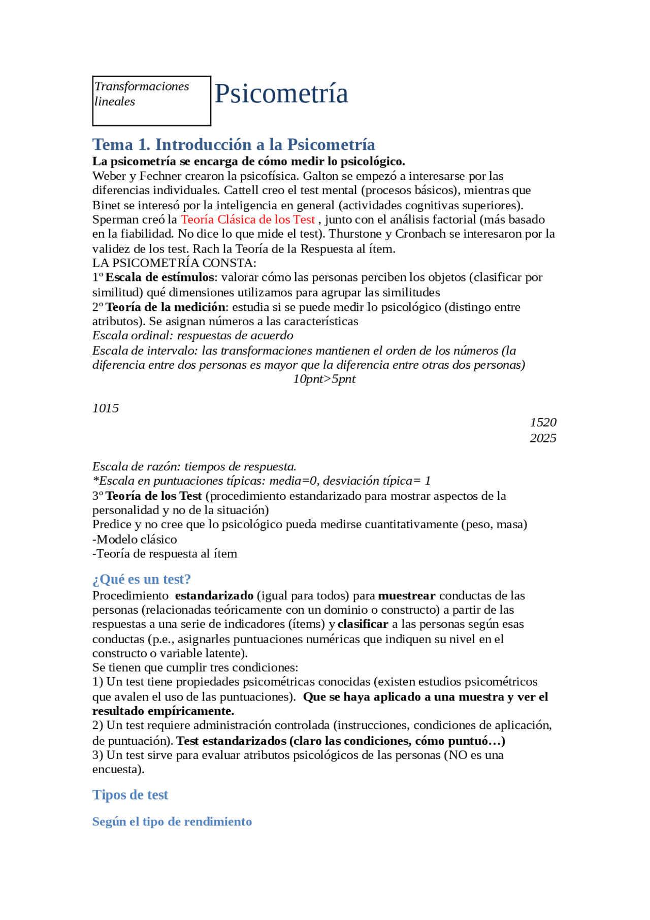 Tema 1 De Psicometría Docsity