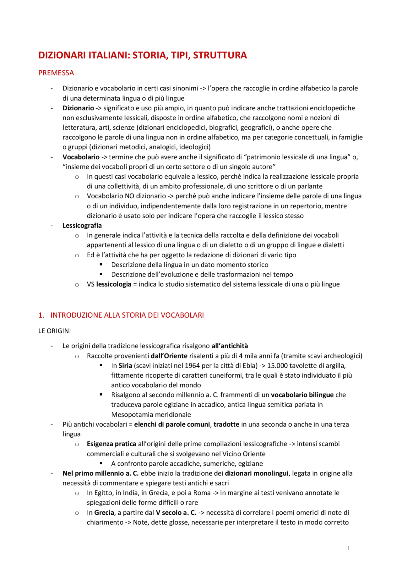 Riassunto Dizionari Italiani Docsity