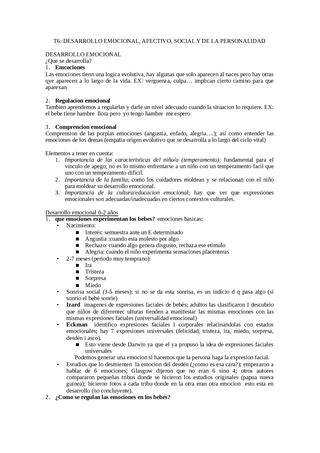 Tema 6 Desarrollo En La Infancia Docsity
