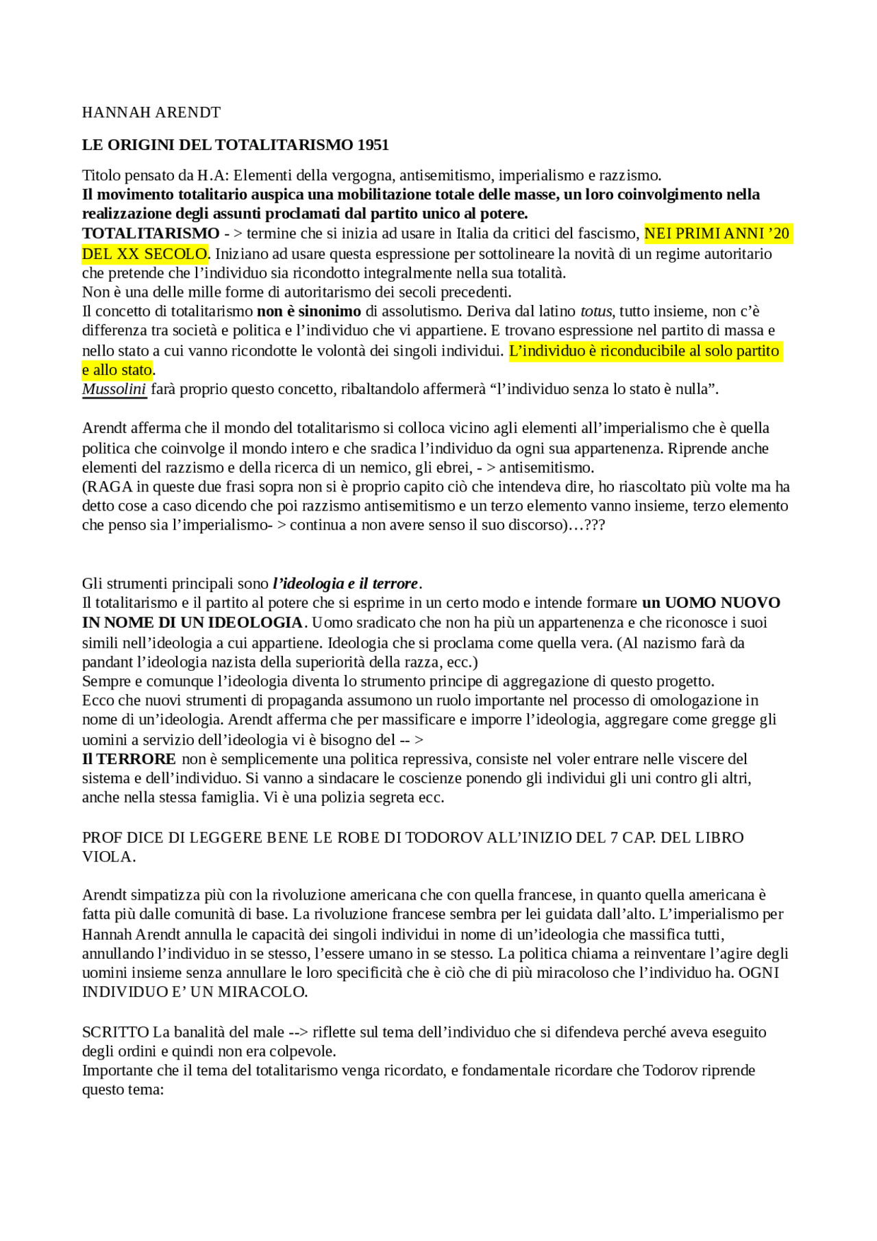 Hannah Arendt Appunti Docsity