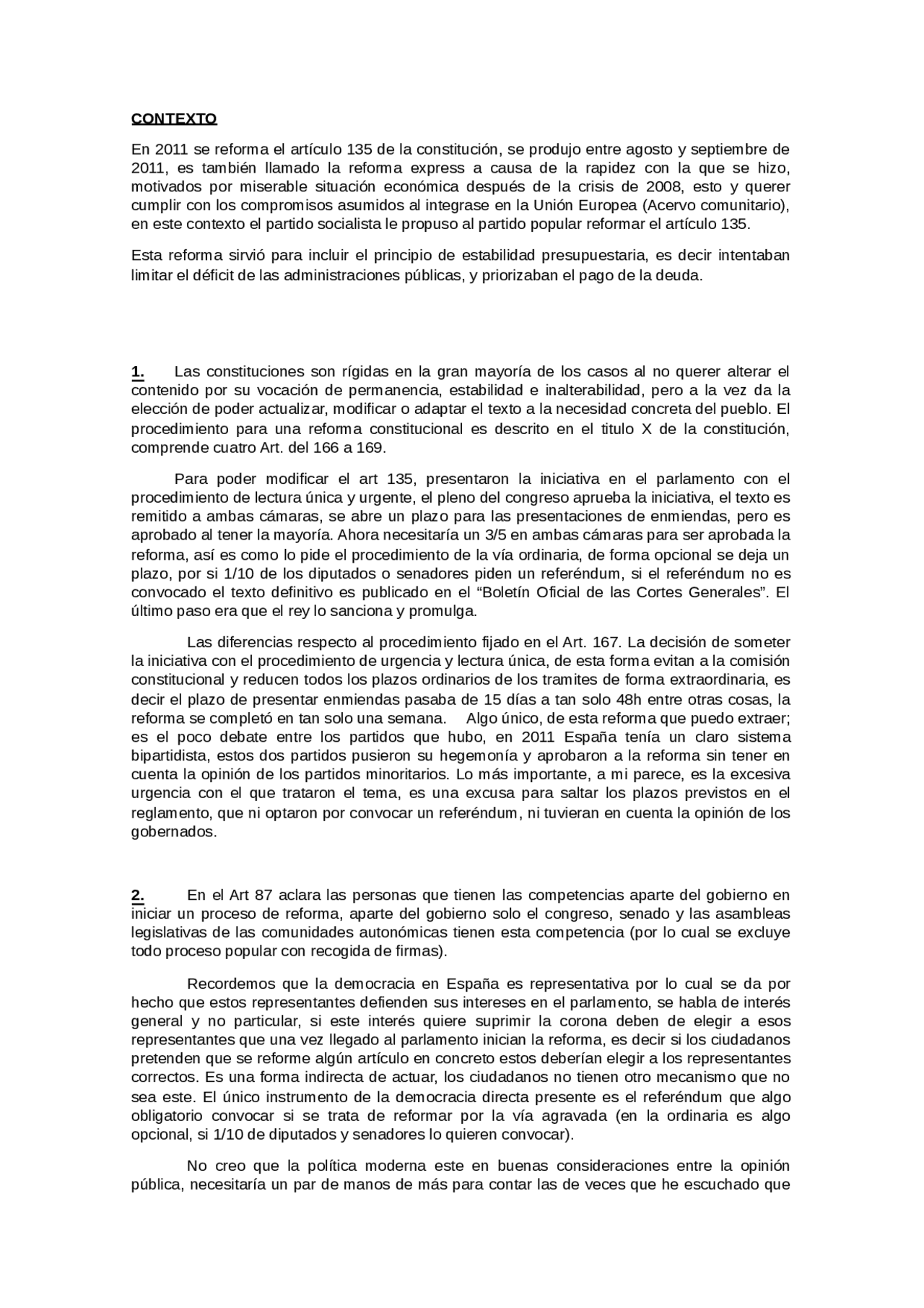 Ejercicio De Derecho Constitucional Docsity