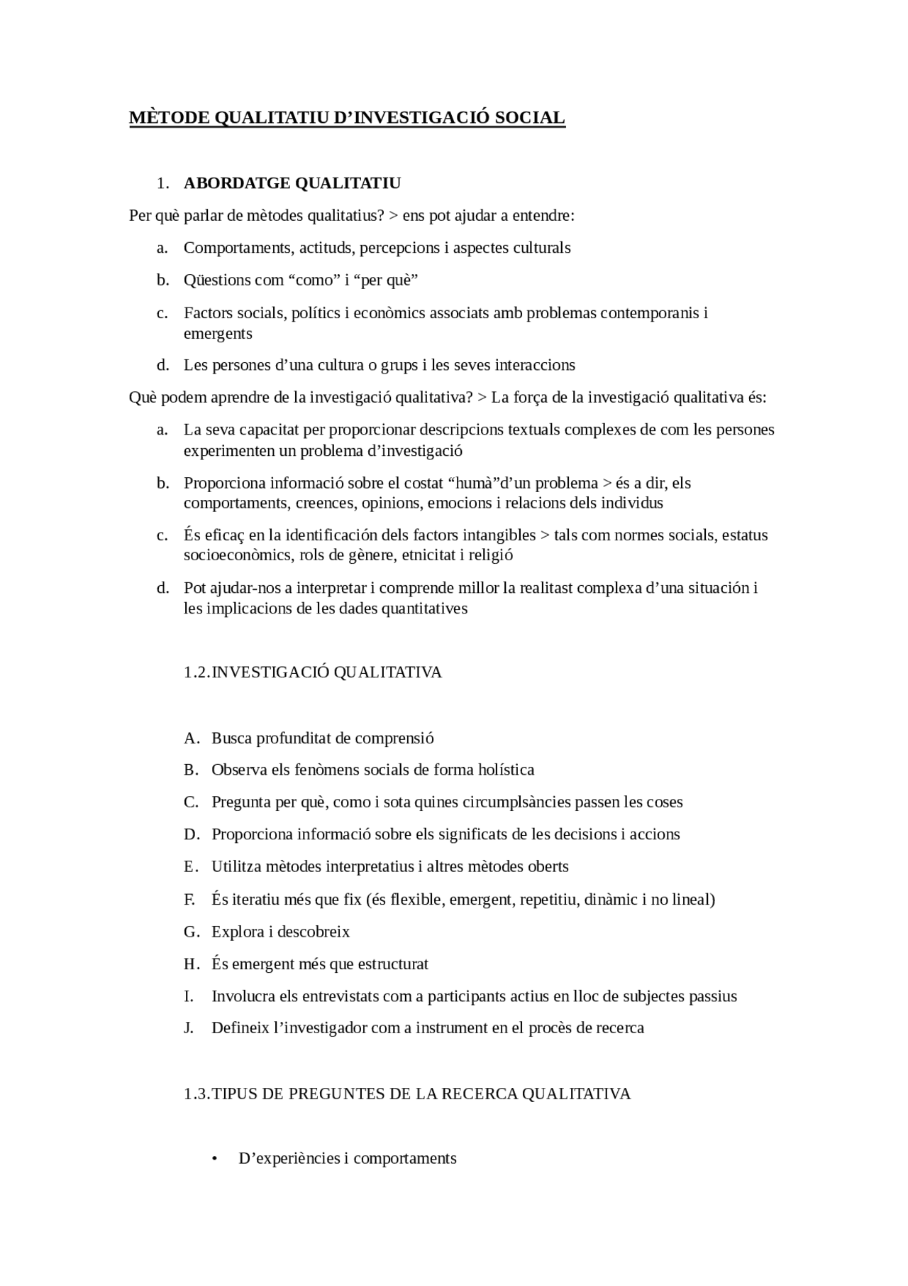 Metodes I Tecniques Dinvestigacio Apunts Qualitatiu Docsity