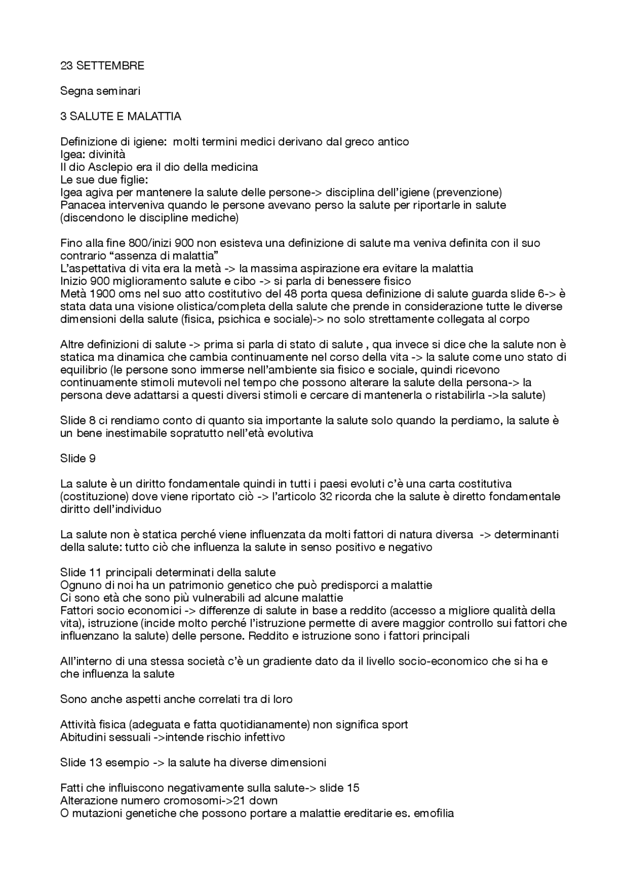 Appunti Prima Lezione Di Igiene In Educazione Docsity