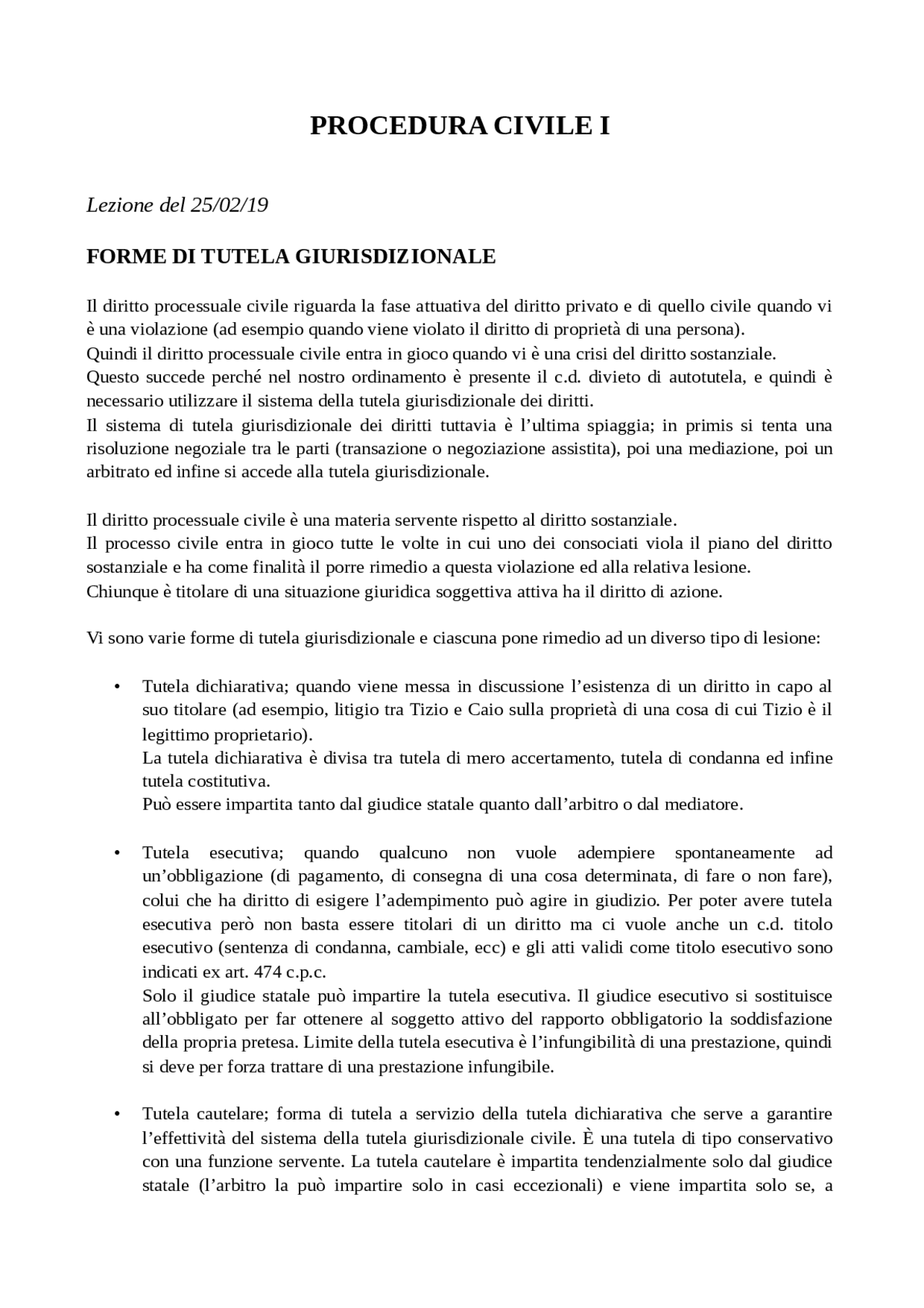 Appunti Corso Procedura Civile I Parte I Docsity