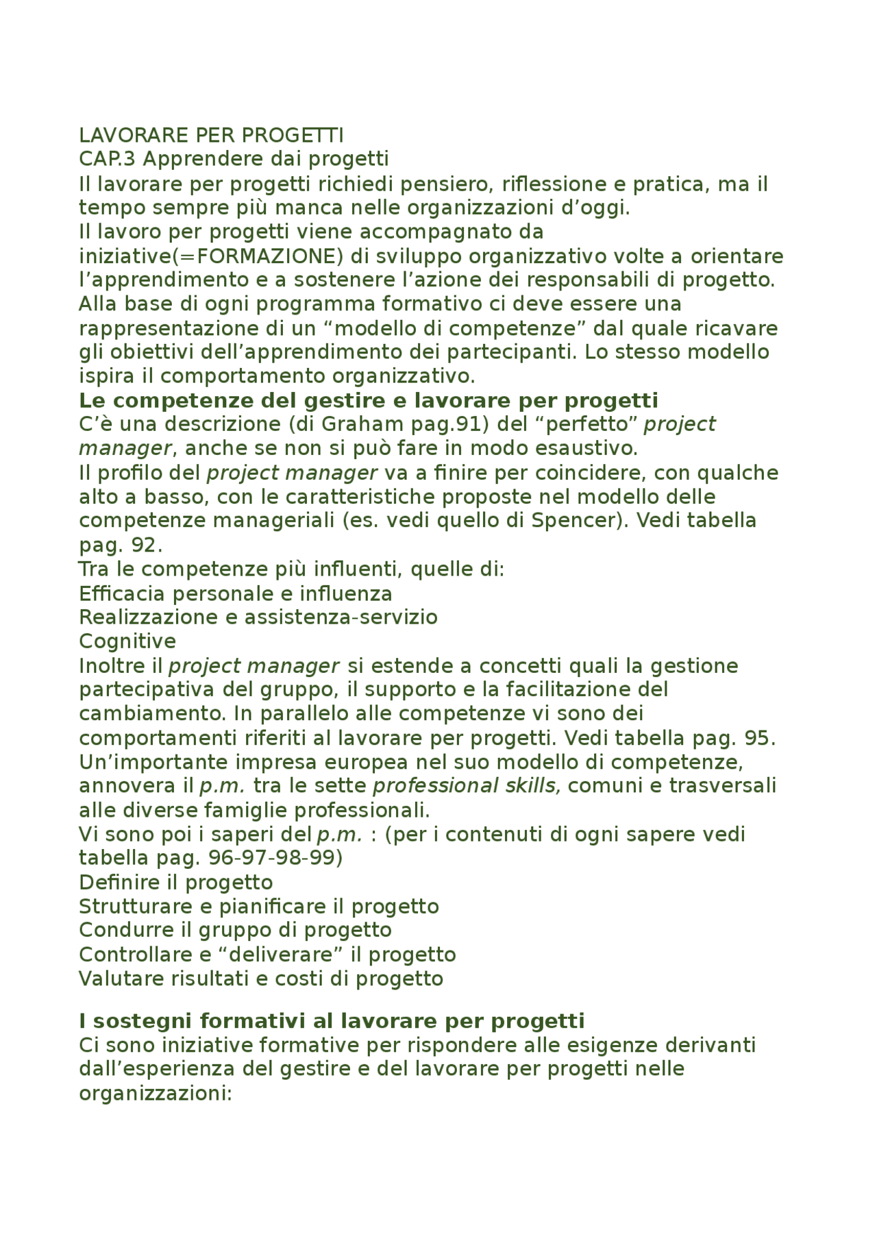 Lavorare Per Progetti Docsity