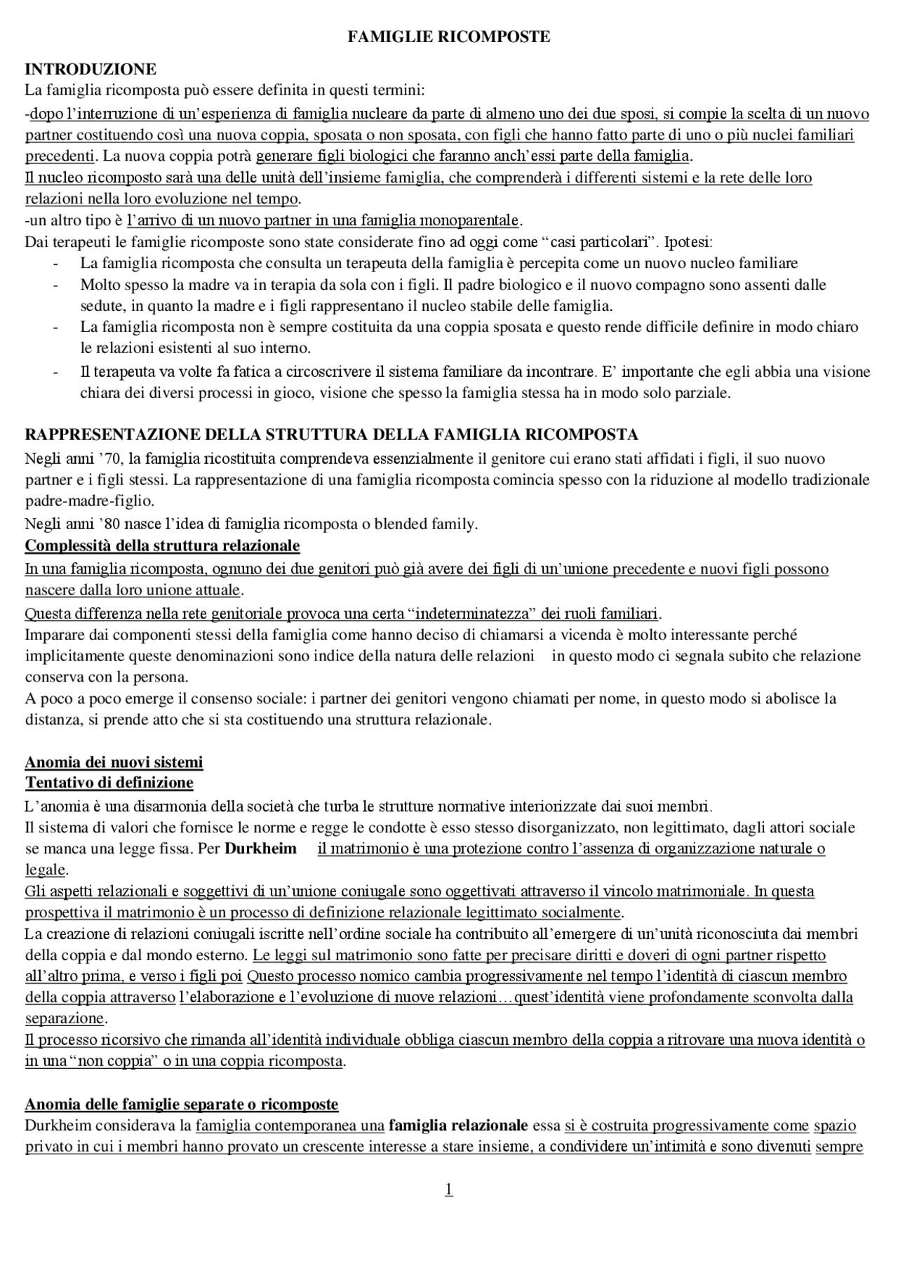 Riassunti Esame Psicodinamica Delle Relazioni Familiari Docsity