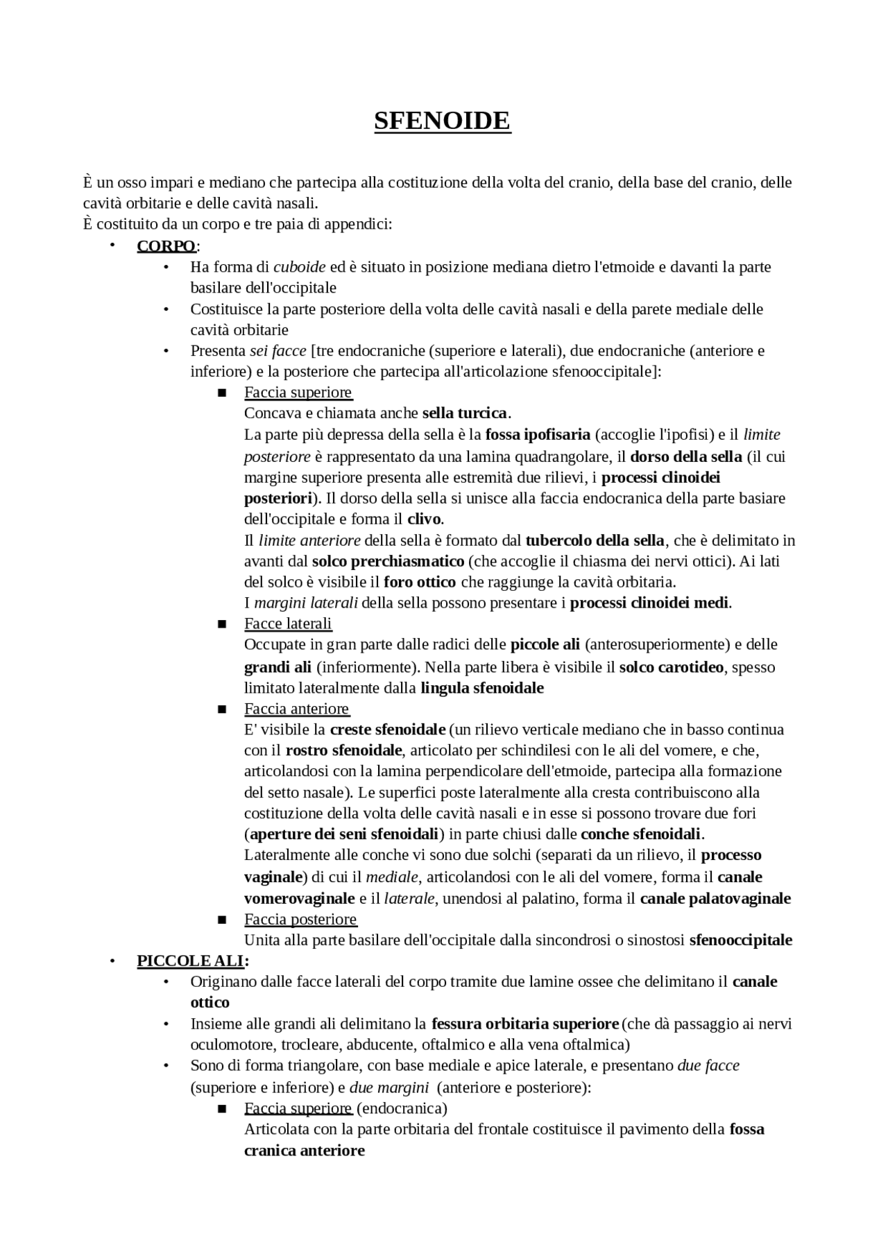 SCHEMA Cranio (anatomia) - Docsity