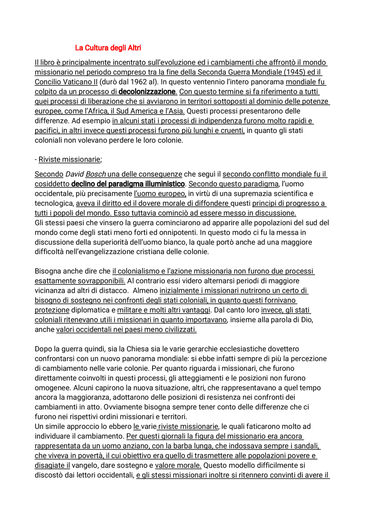 La Cultura Degli Altri Docsity