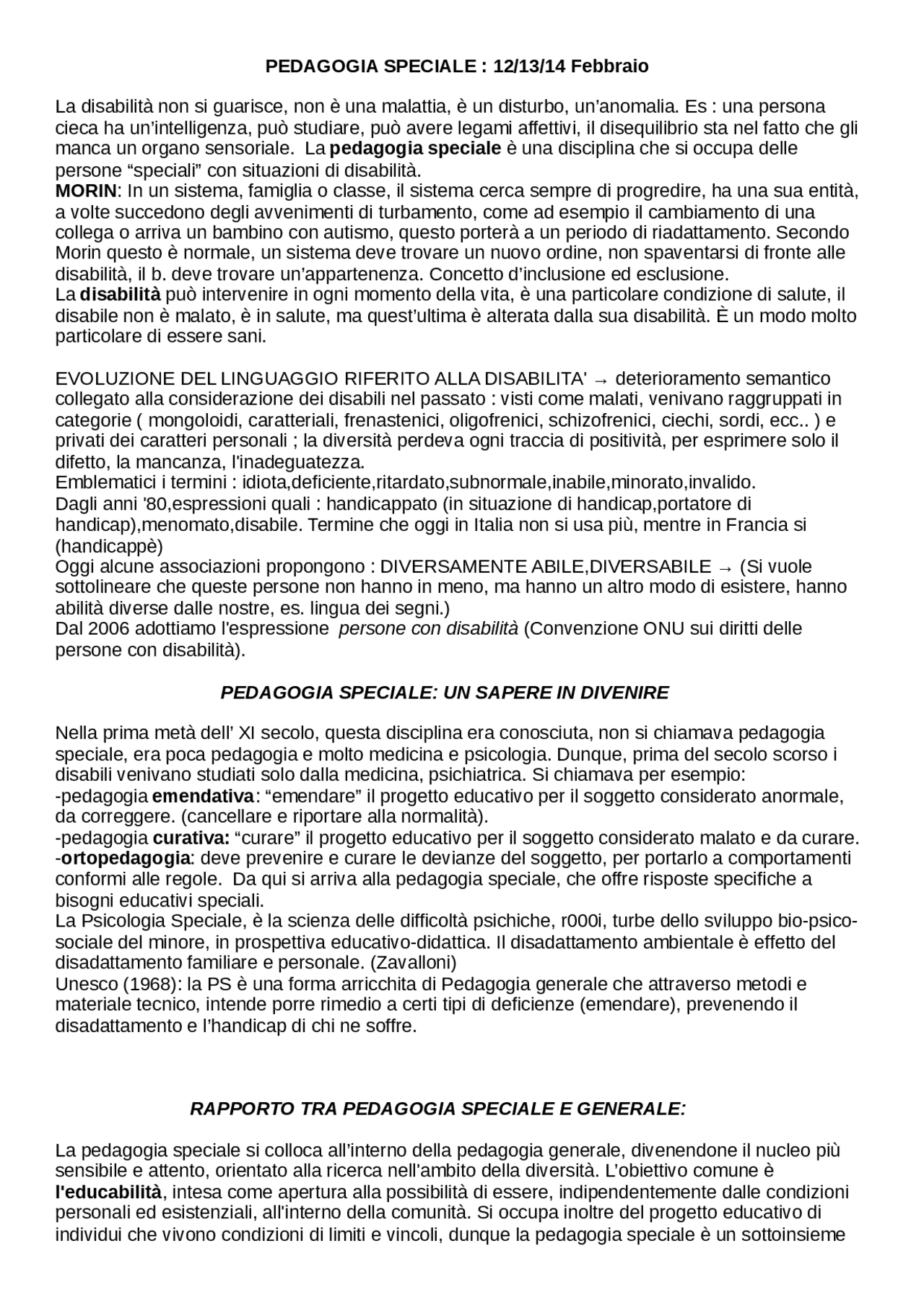 Appunti Corso Di Pedagogia Speciale Docsity