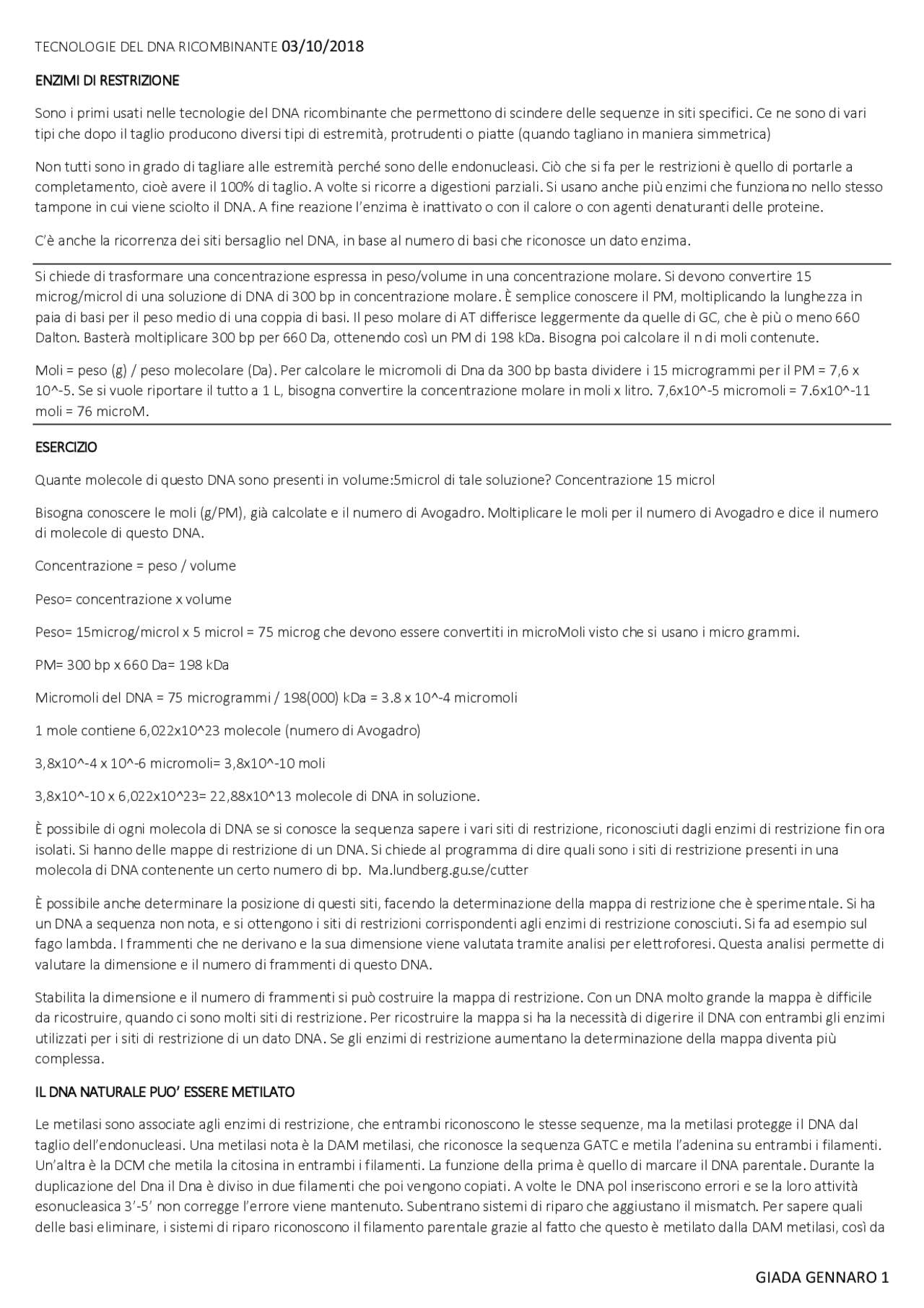 Tecnologie Del Dna Ricombinante Docsity