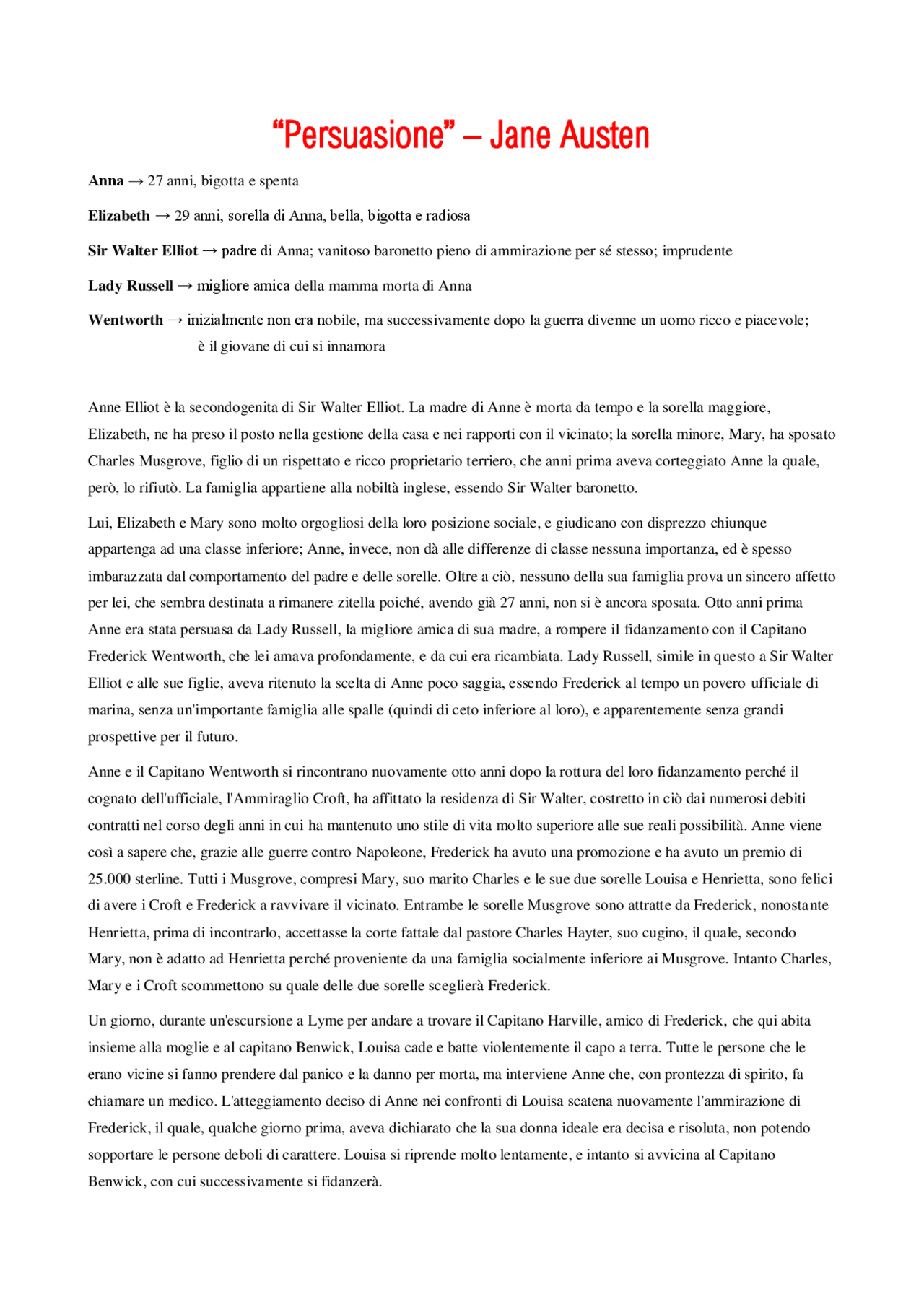 Persuasione Jane Austen Docsity