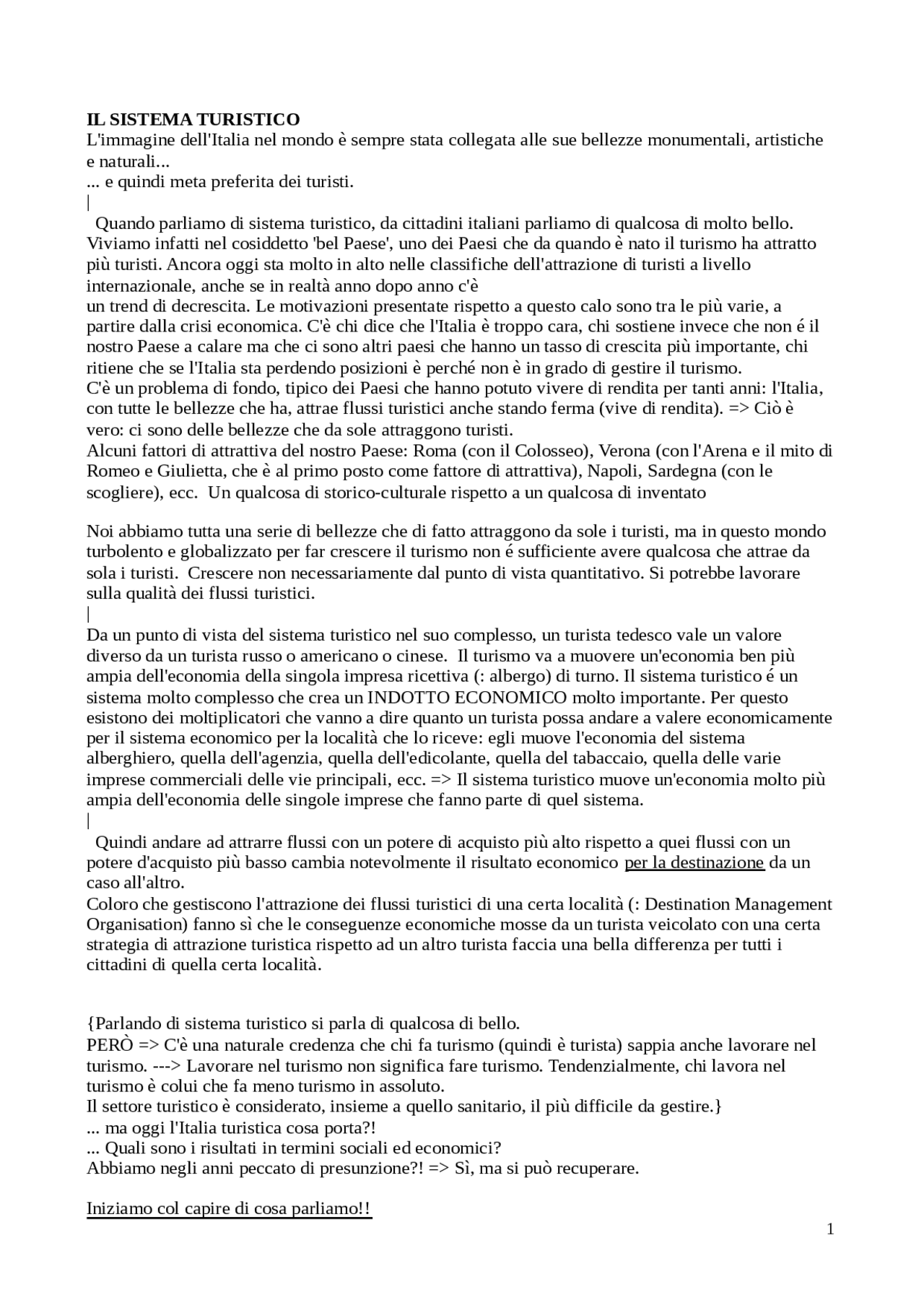 Fondamenti Di Management Il Sistema Turistico Docsity
