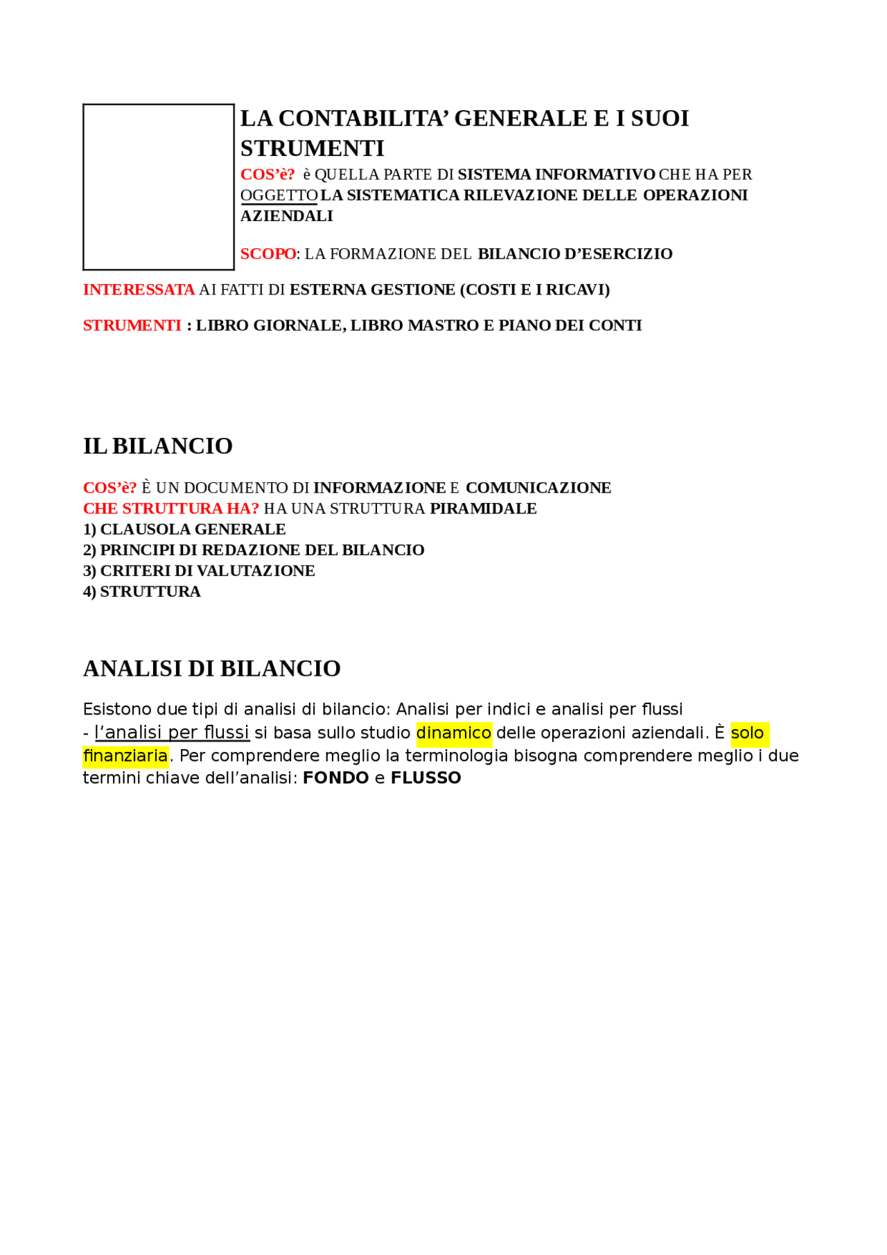La Contabilità Conoscenze Generali Docsity