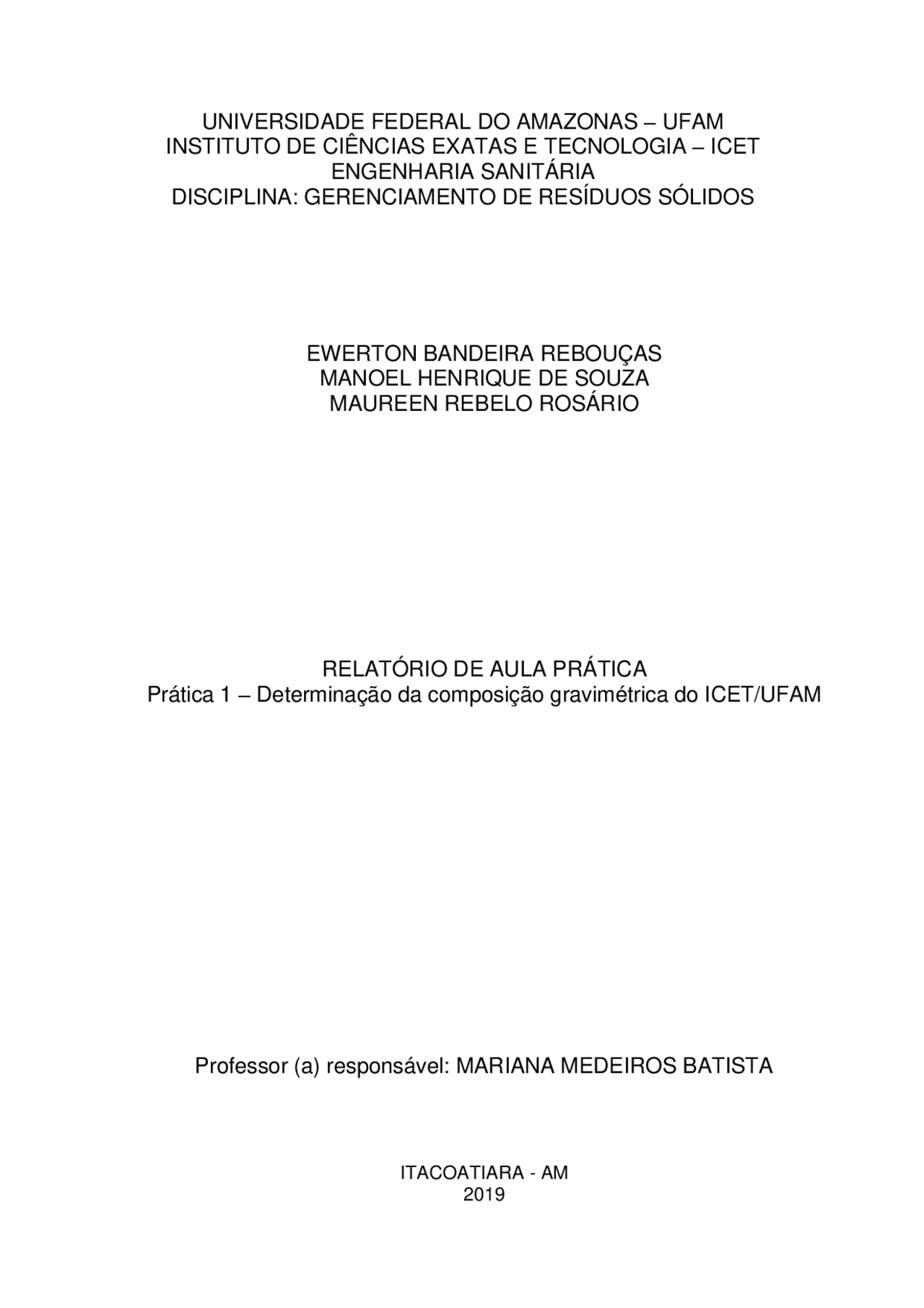 Relatório De Gerenciamento De Resíduos Sólidos Docsity