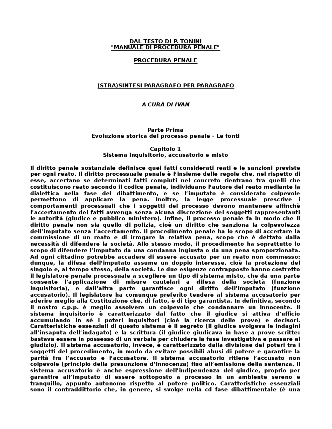 Appunti Di Procedura Penale Docsity