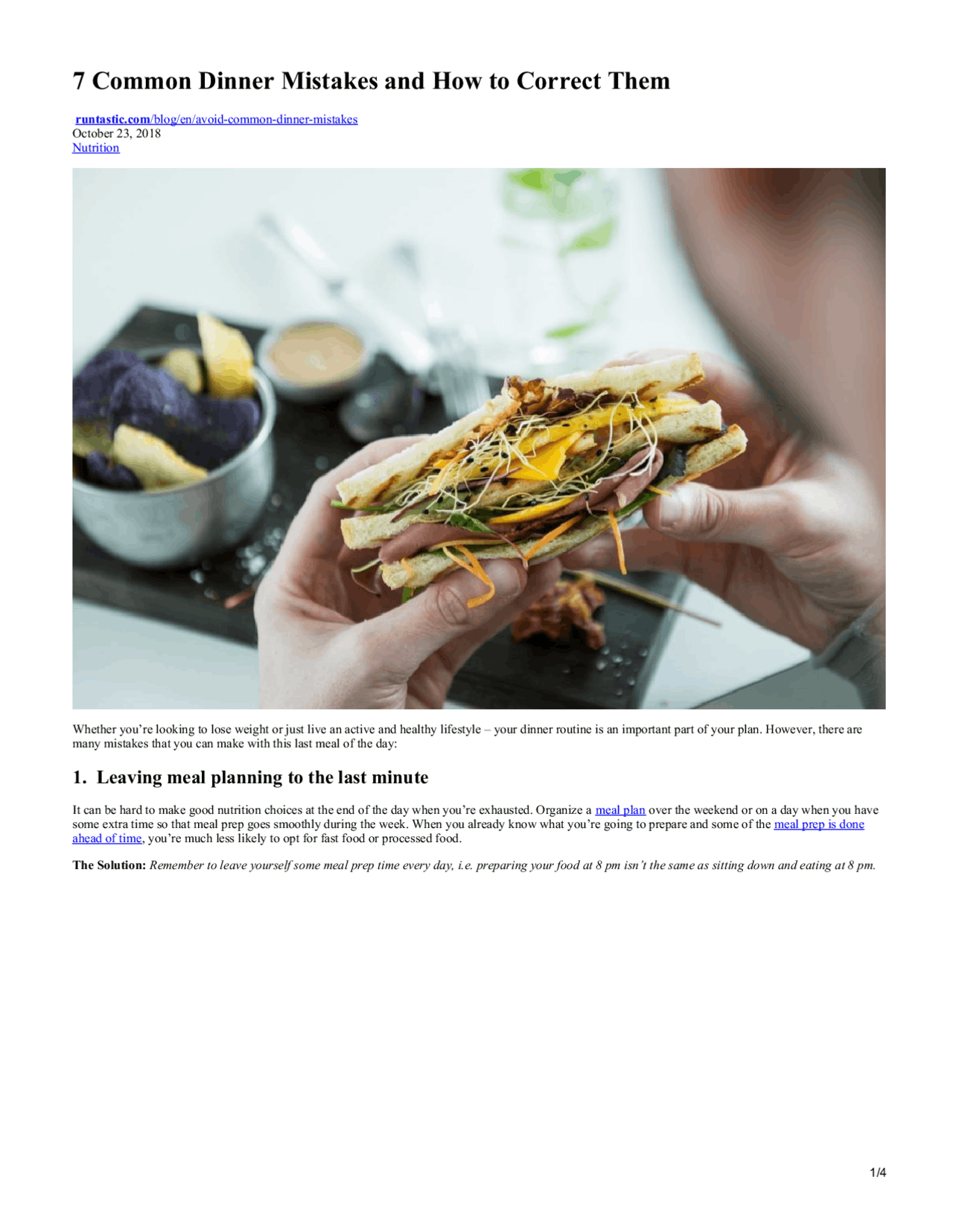 7 Common Dinner Mistakes and How to Correct Them - Docsity