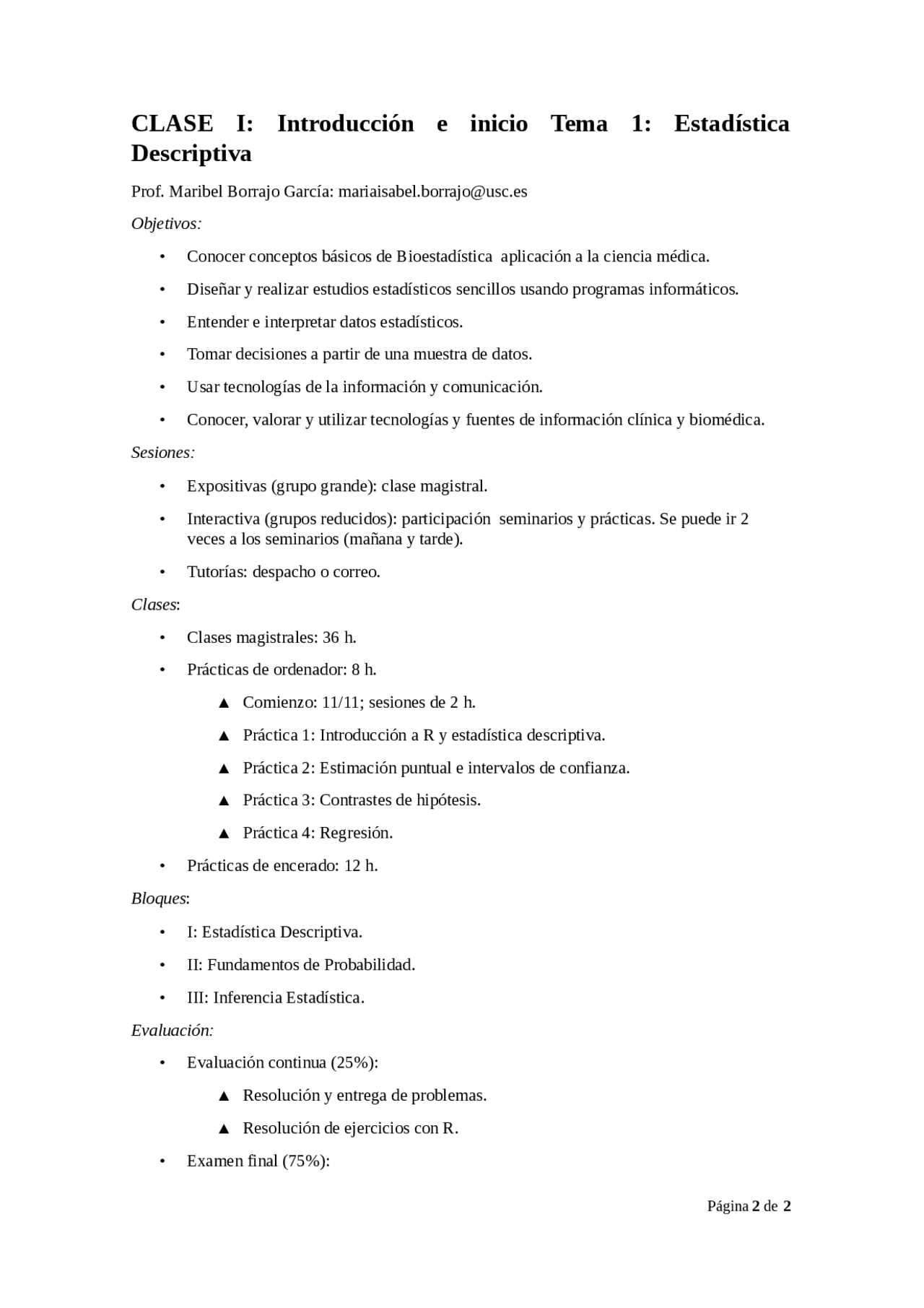 Clases Bioestadística Docsity