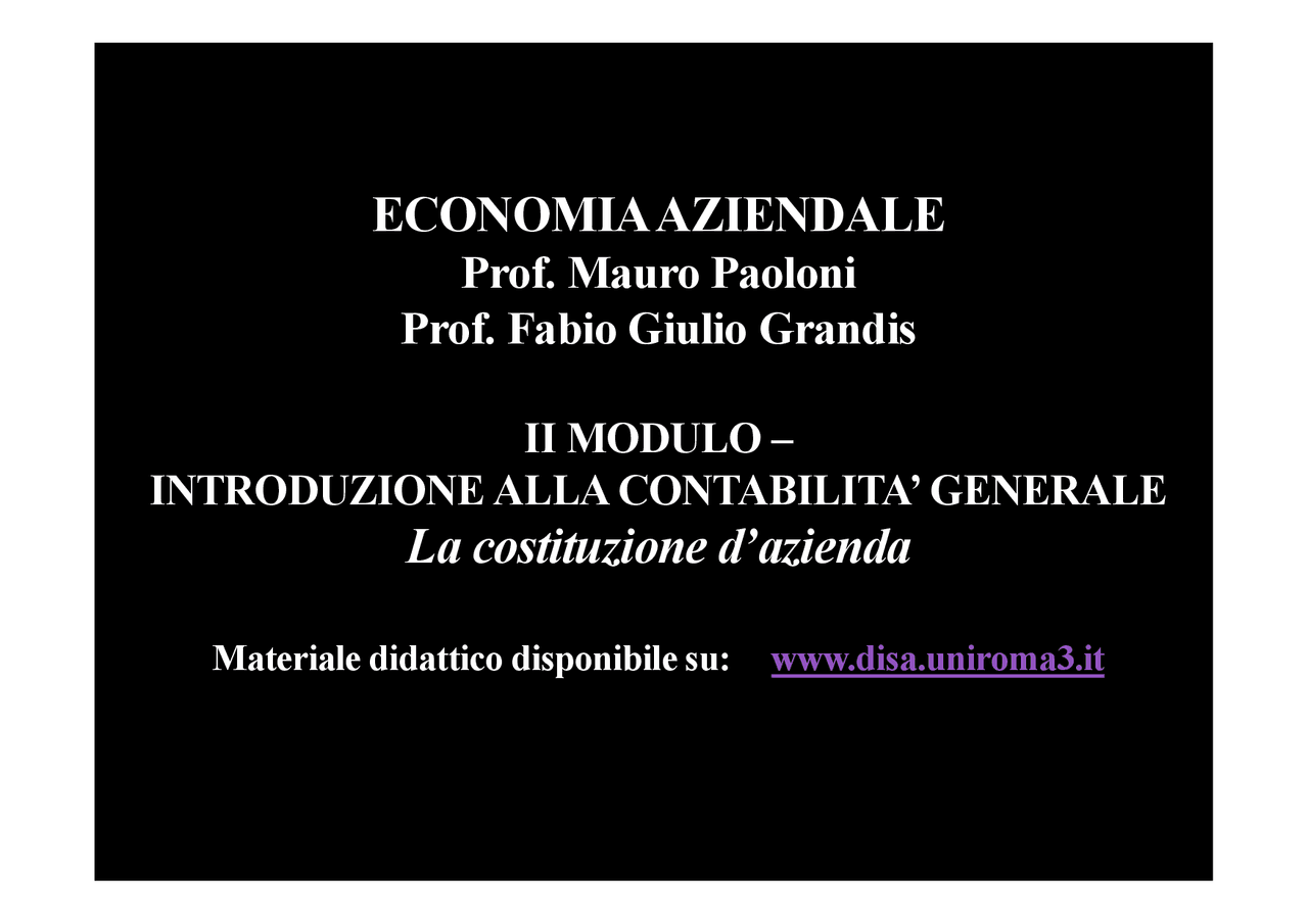 Slides Economia Aziendale Docsity
