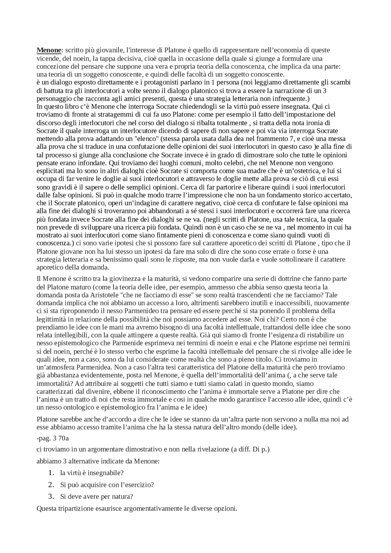 Riassunti Menone Di Platone Docsity