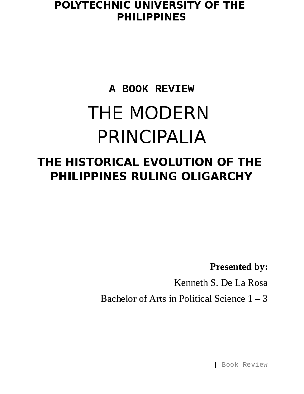 Modern Principalia in the Philippine Milleninum by Dante Simbulan - Docsity