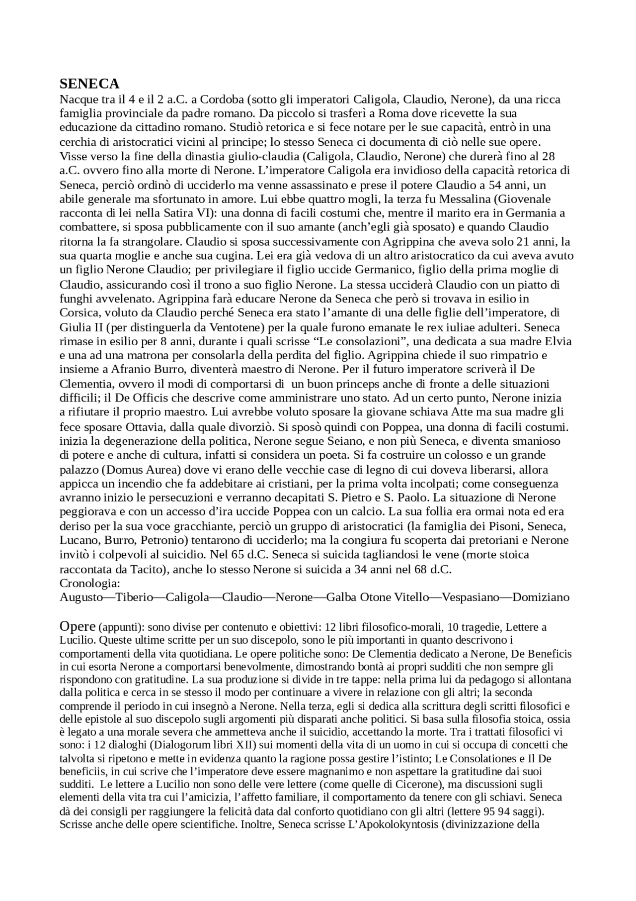 Riassunto Lucio Anneo Seneca Filosofia Docsity