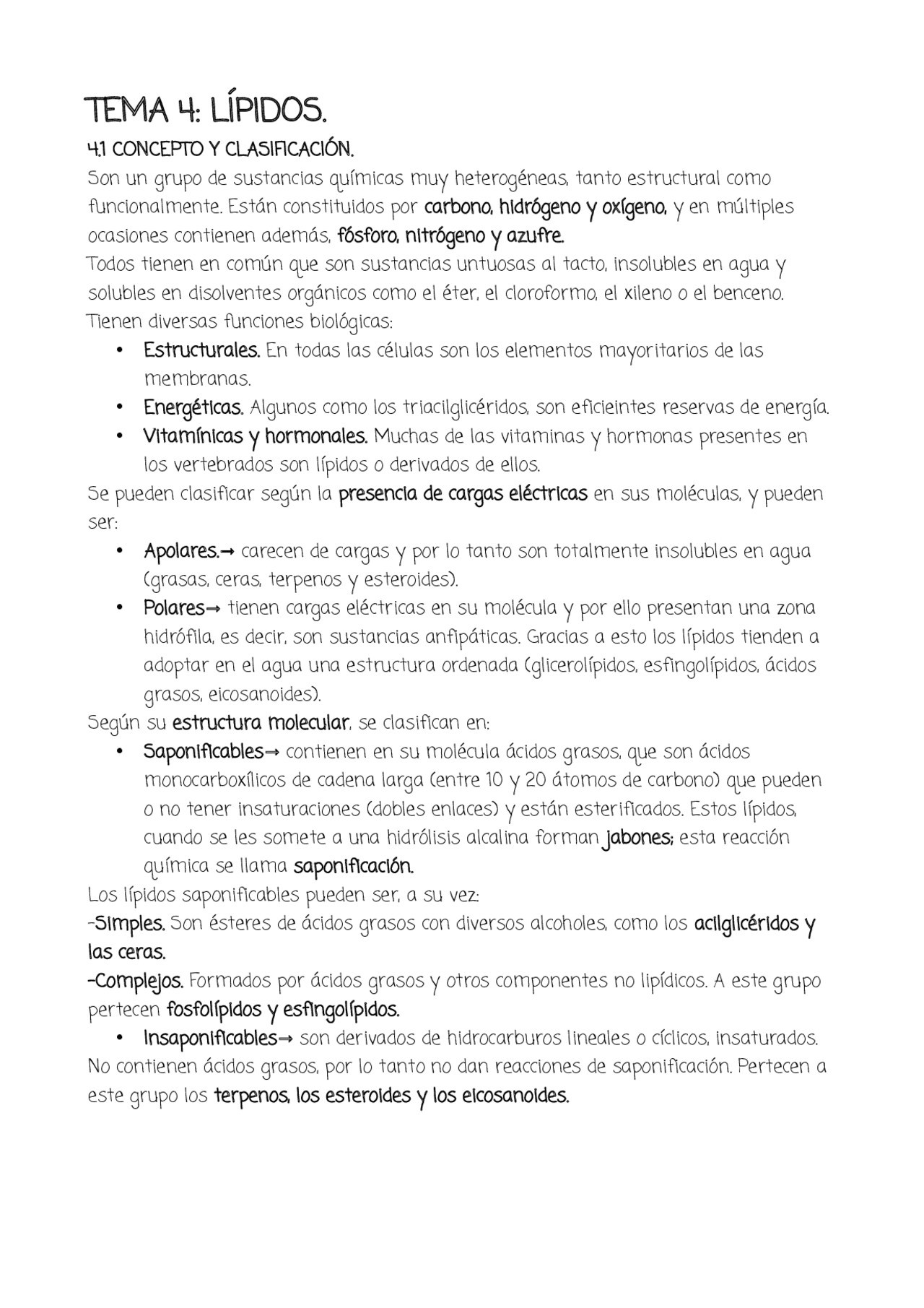 Tema De LÍpidos BiologÍa 2 Bach Docsity