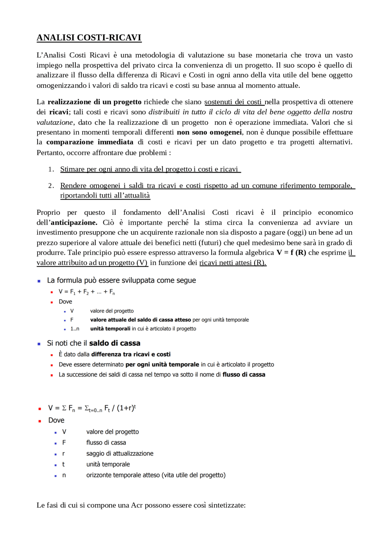 Analisi Costi Ricavi Appunti Di Estimo Docsity