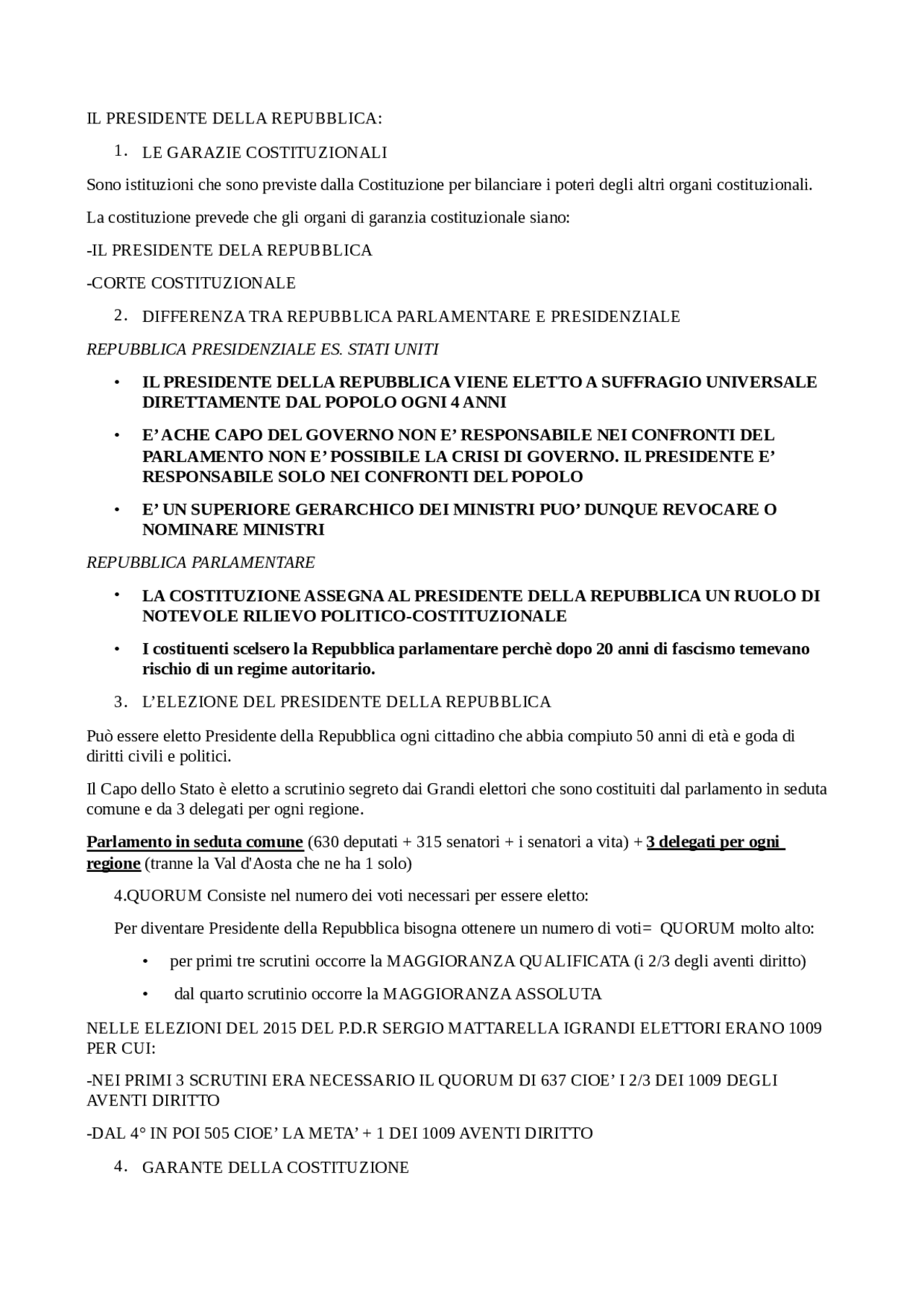 Il Presidente Della Repubblica Docsity