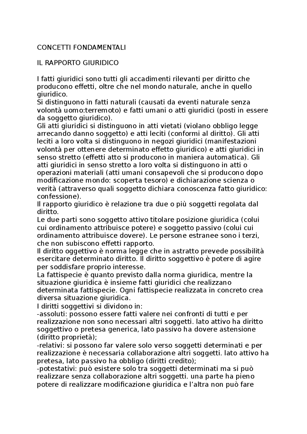 Concetti Fondamentali Di Diritto Privato Docsity