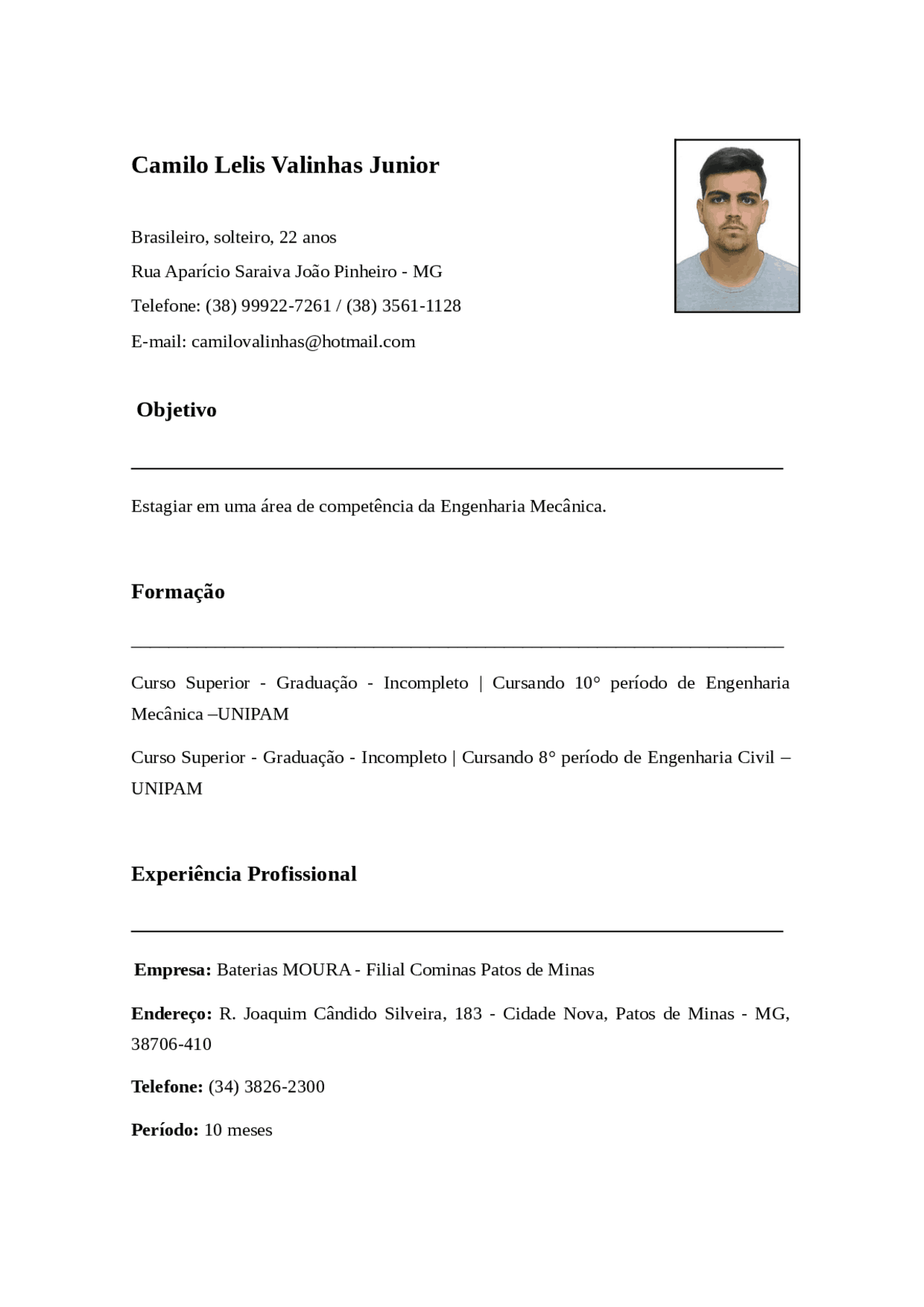 Modelo de curriculo - Docsity