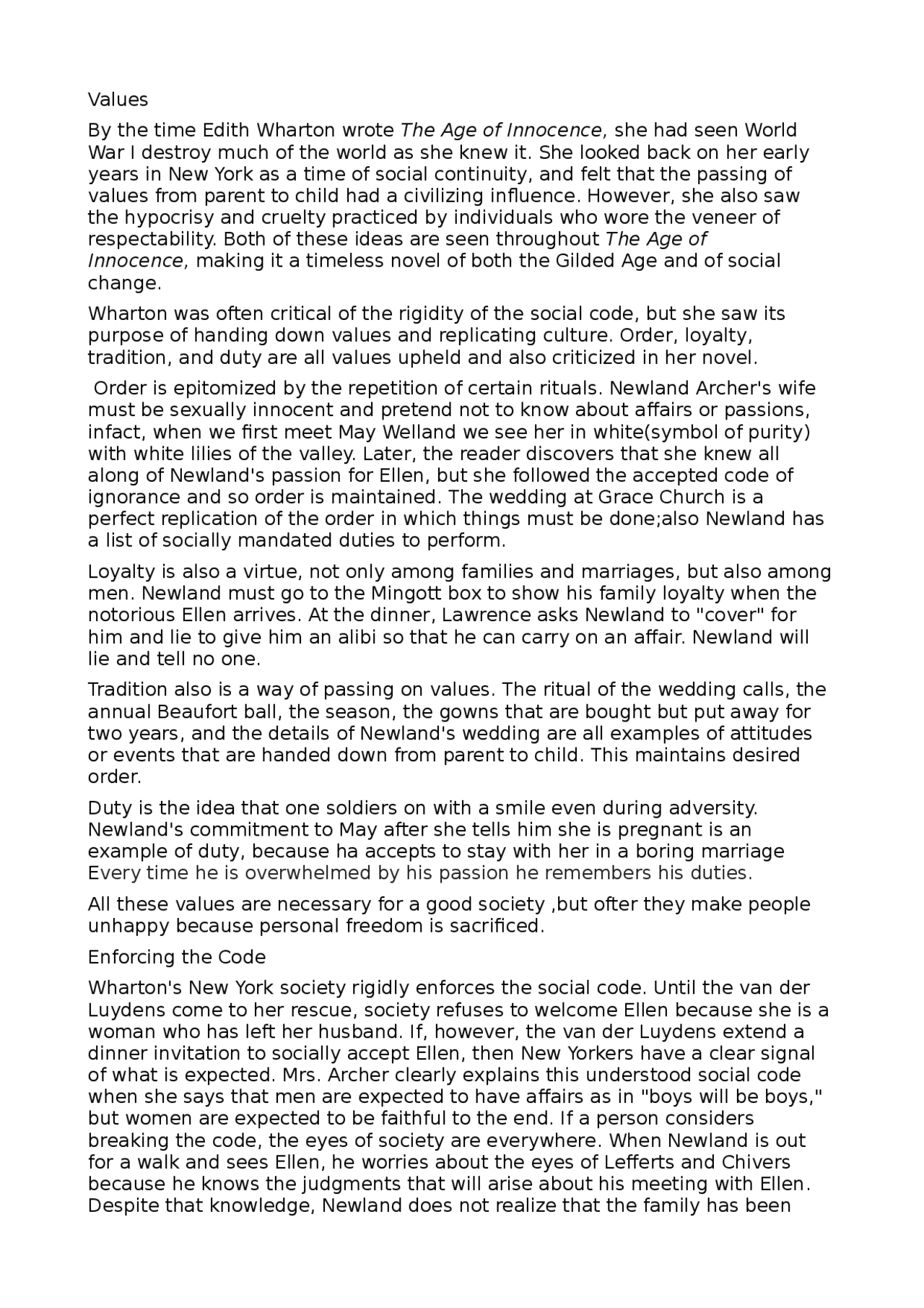 Ricerca Age of Innocence in inglese - Docsity