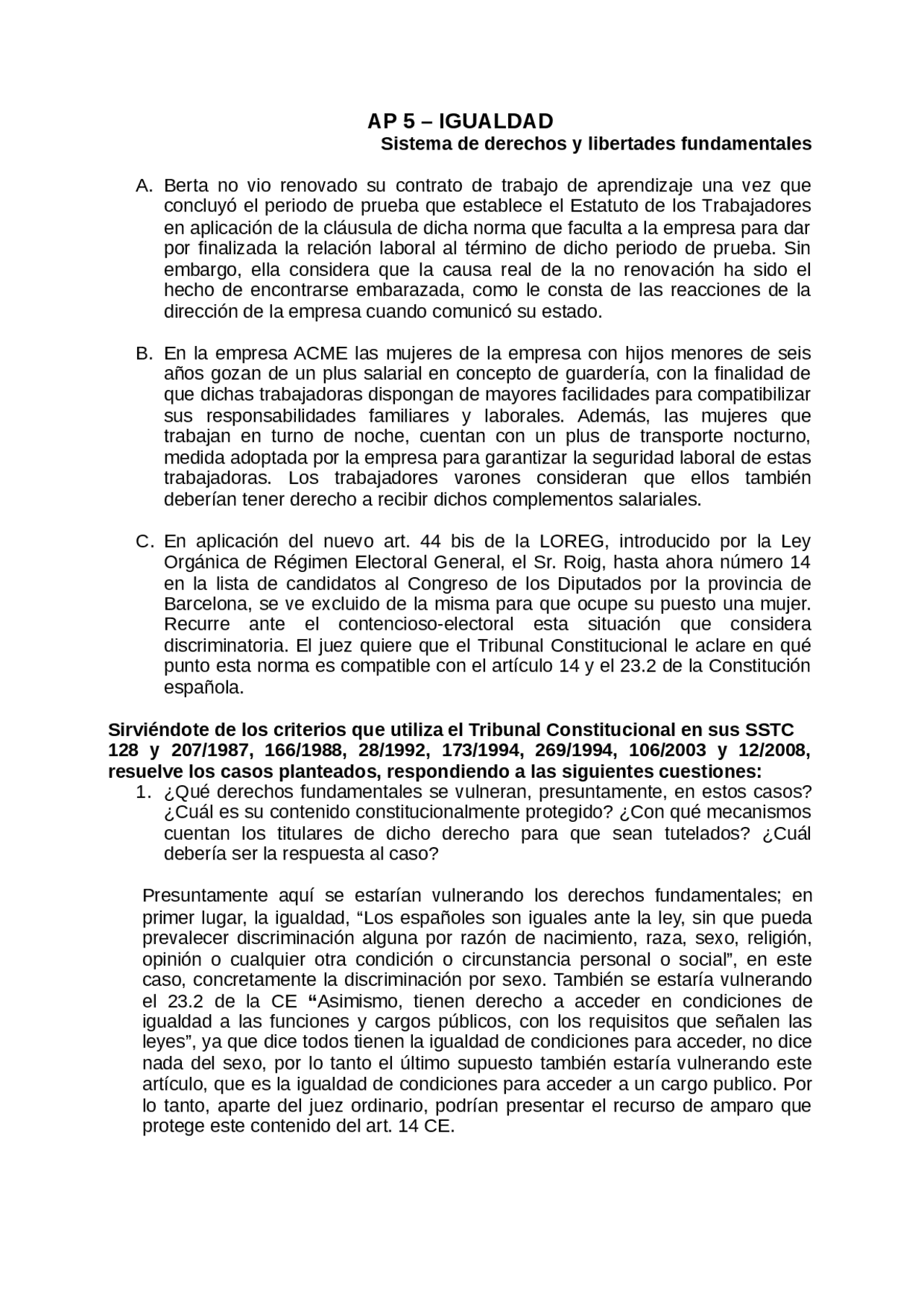 AP 05 - practica de sistema de derecho y libertades | Ejercicios de ...