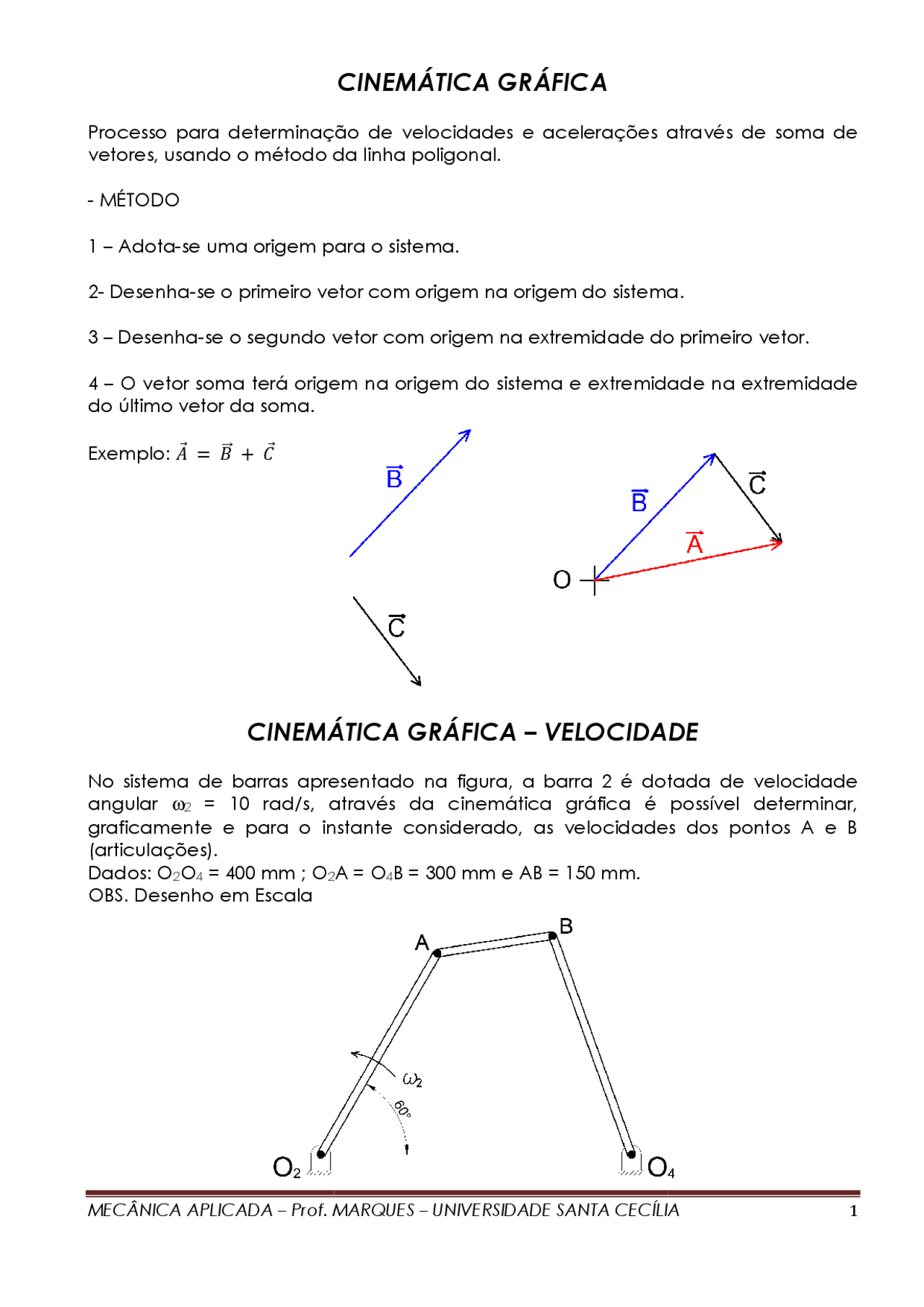 Cinemática Gráfica do Corpo Rígido - Docsity