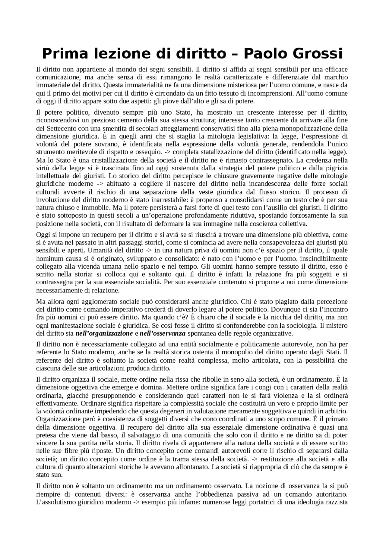 Prima Lezione Di Diritto Docsity