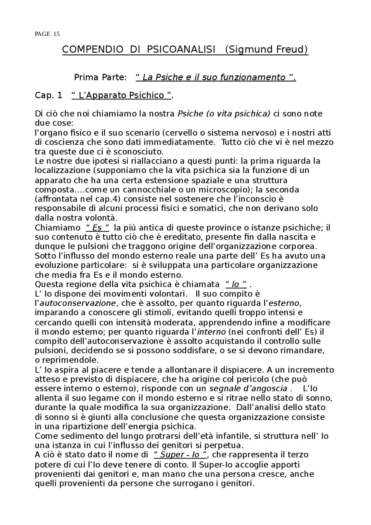 Compendio Di Psicoanalisi Sigmund Freud Docsity