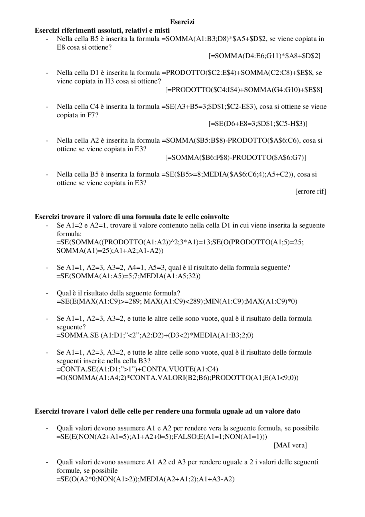 Informatica Secondo Modulo Excel Docsity
