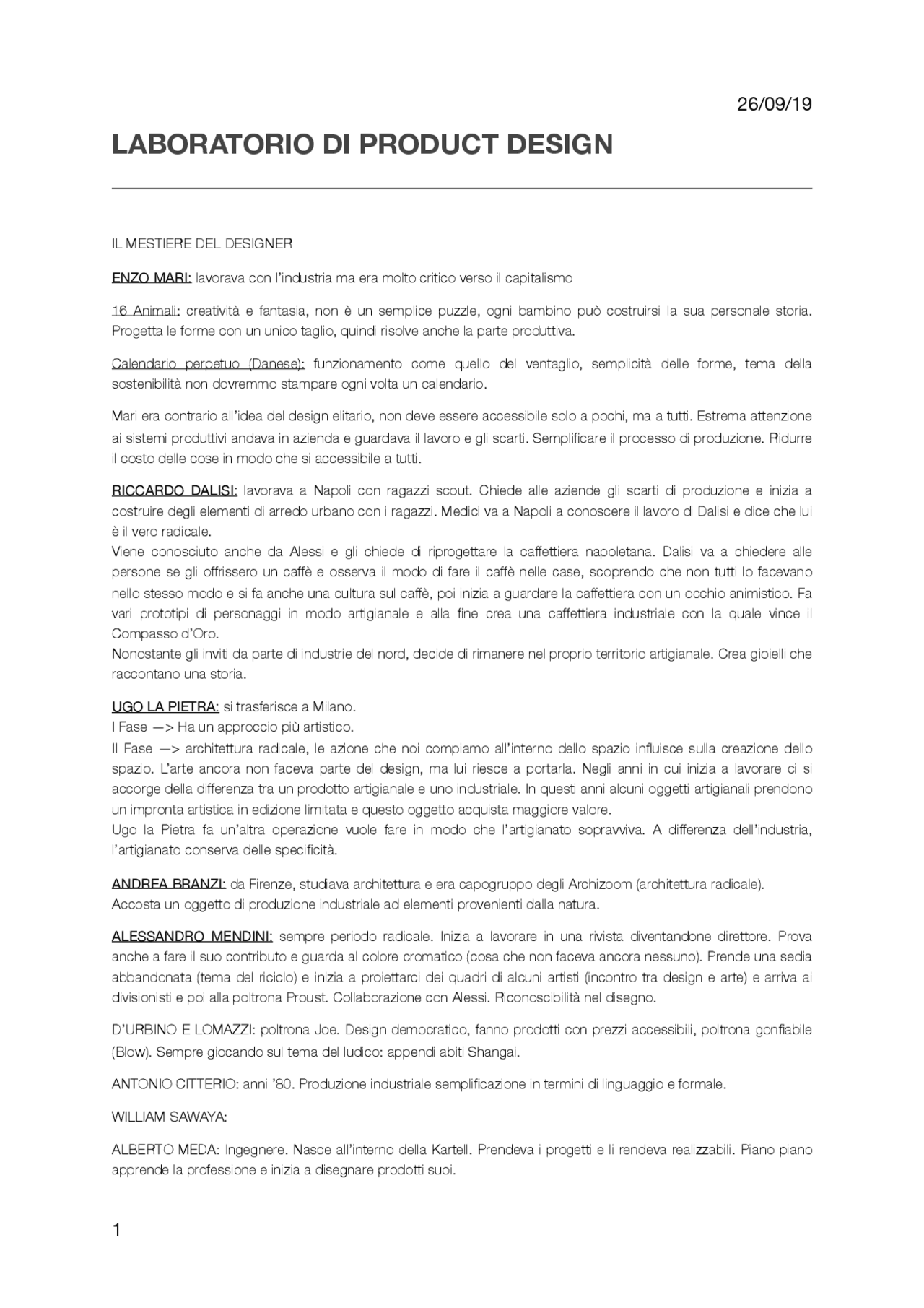 Laboratorio Di Product Design Docsity