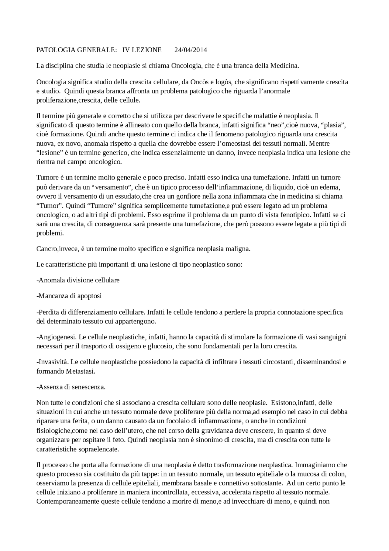 Appunti Di Patologia Generale Docsity
