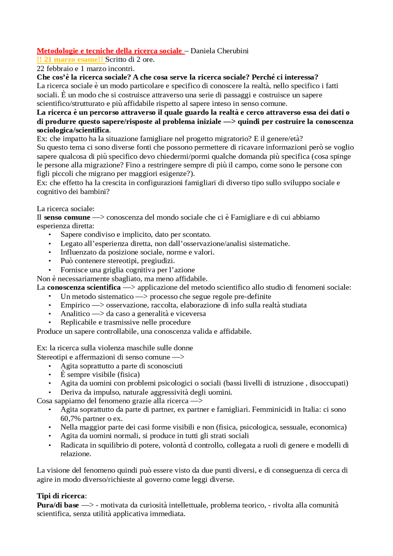 Metodologie E Tecniche Della Ricerca Sociale Docsity