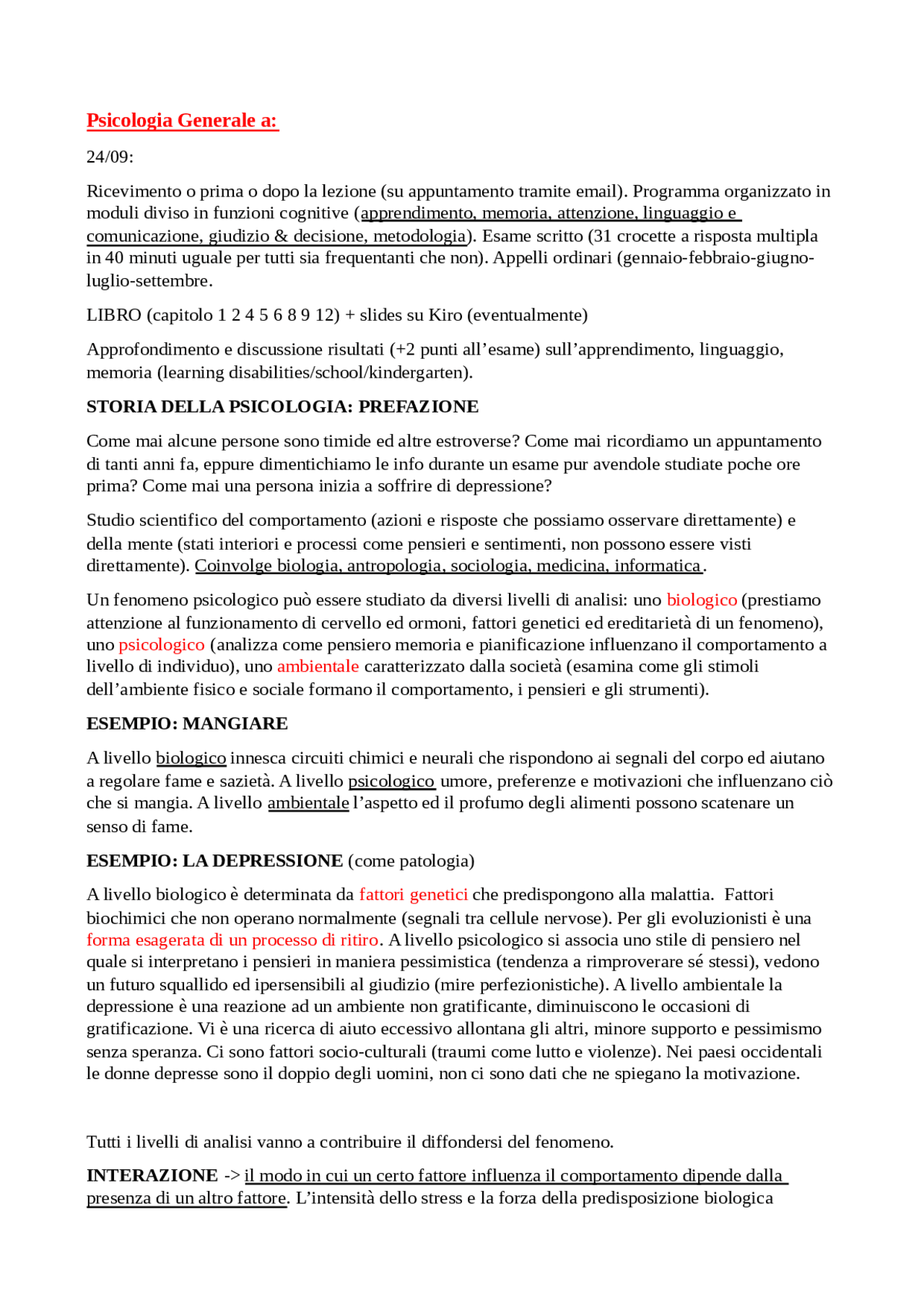 Psicologia Generale Docsity